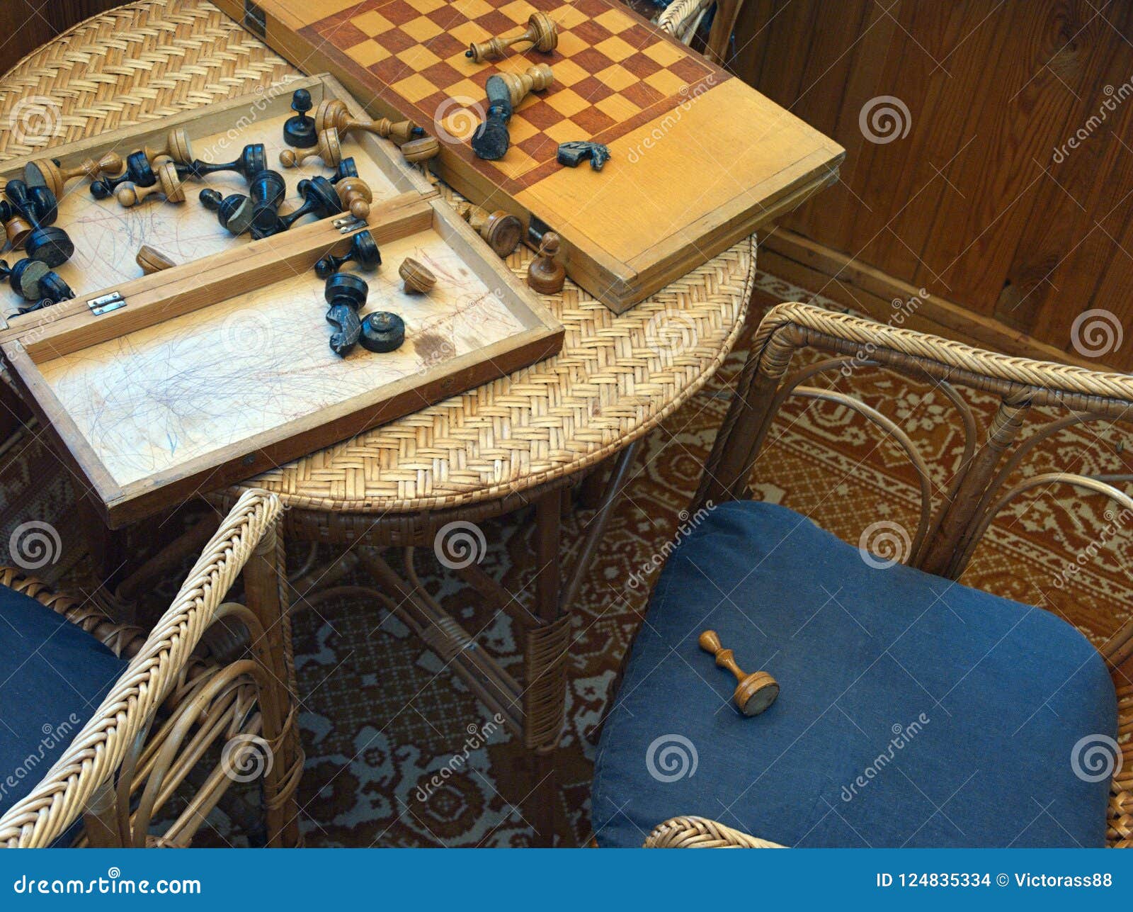 Chess in Mess stock photo. Image of home, chess, abandoned - 124835334