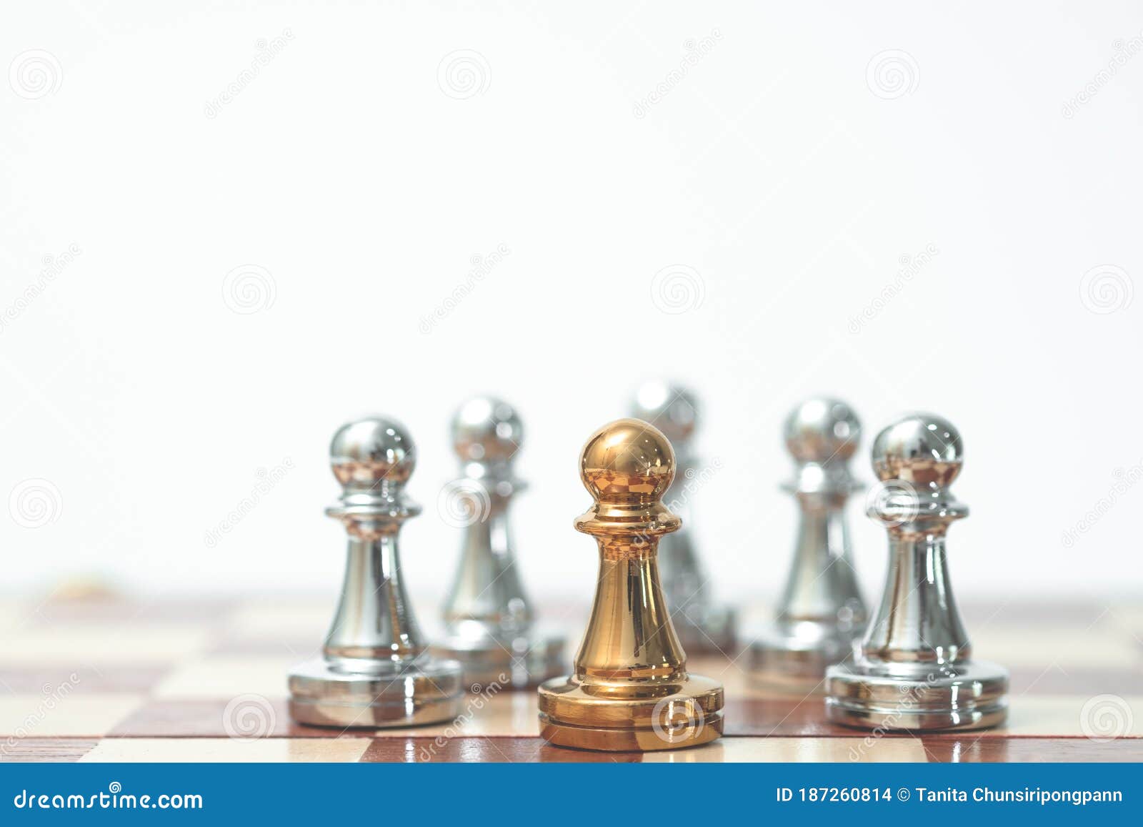 A Chess Pawn Outstanding Stand at Front. Leadership Concept Stock Photo ...