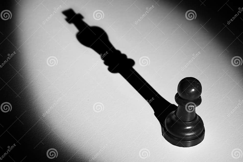 Chess Pawn Standing in a Spotlight Shadow King Stock Photo - Image of ...