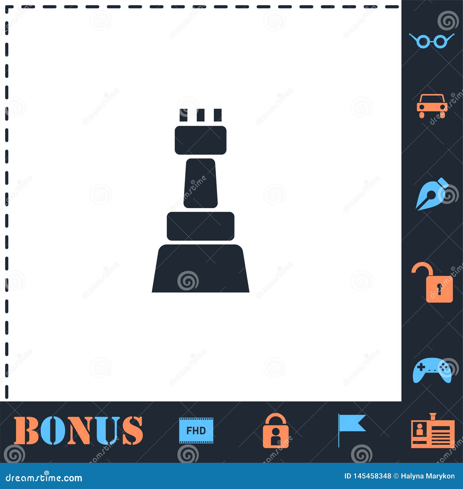 Chess icon flat stock vector. Illustration of game, flat - 145458348