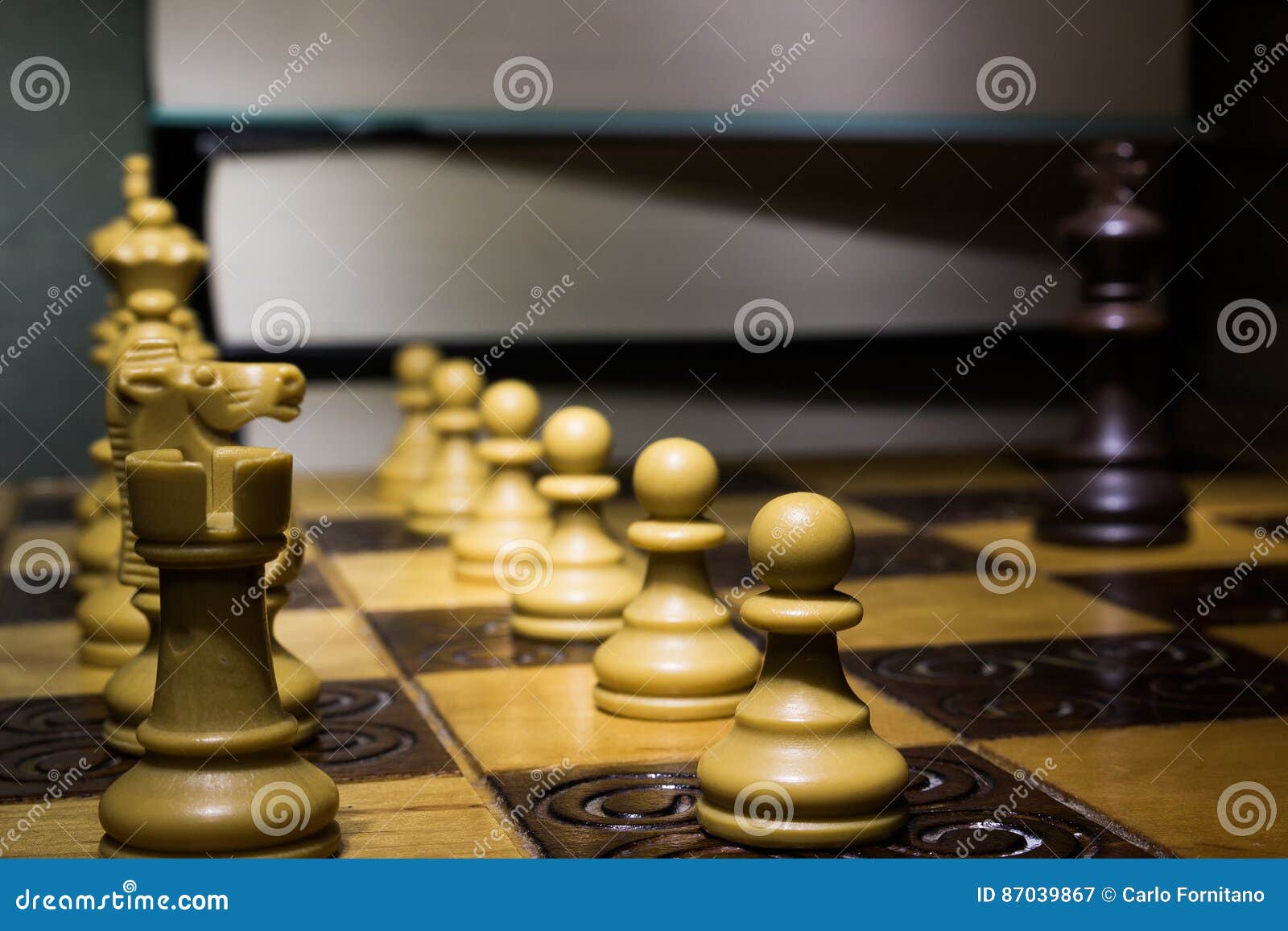 Chess Photographed on a Chessboard Stock Image - Image of strategy ...