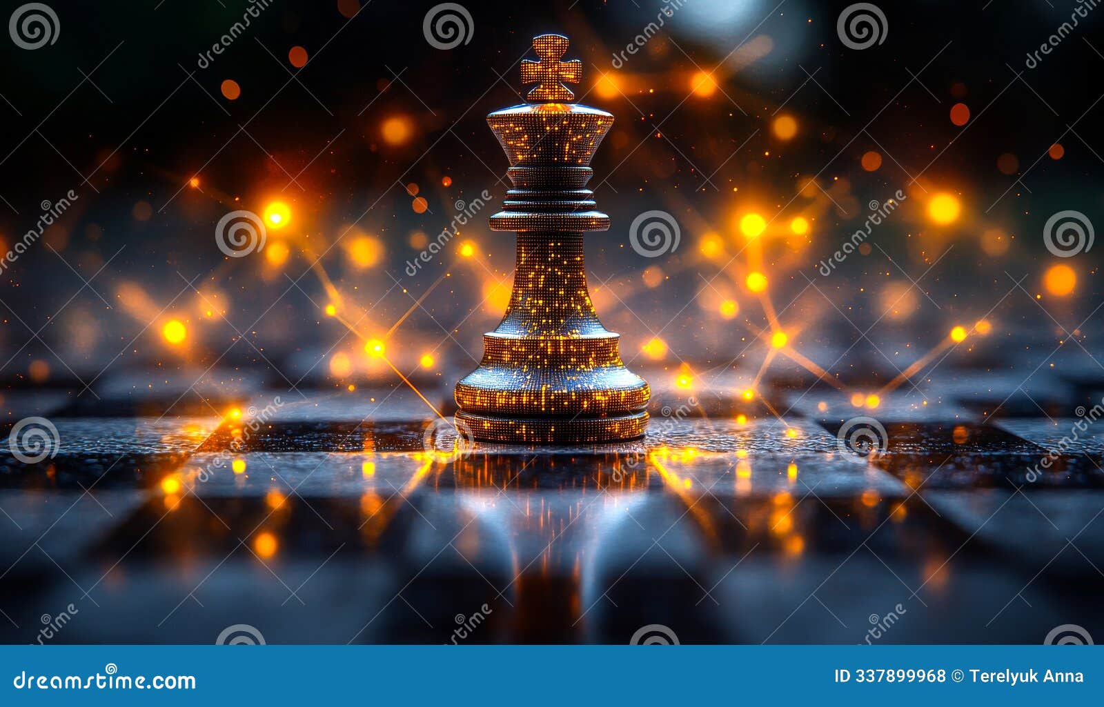 A Chess Piece is on a Chess Board with a Bright Light Shining on it ...