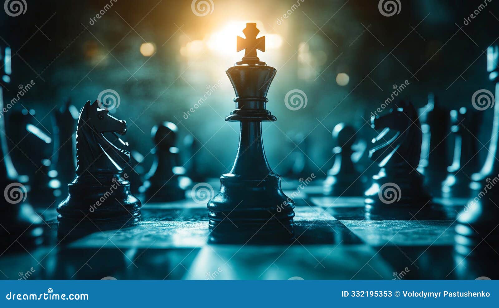 A Chess Piece on a Chess Board with a Light Shining through it Stock ...