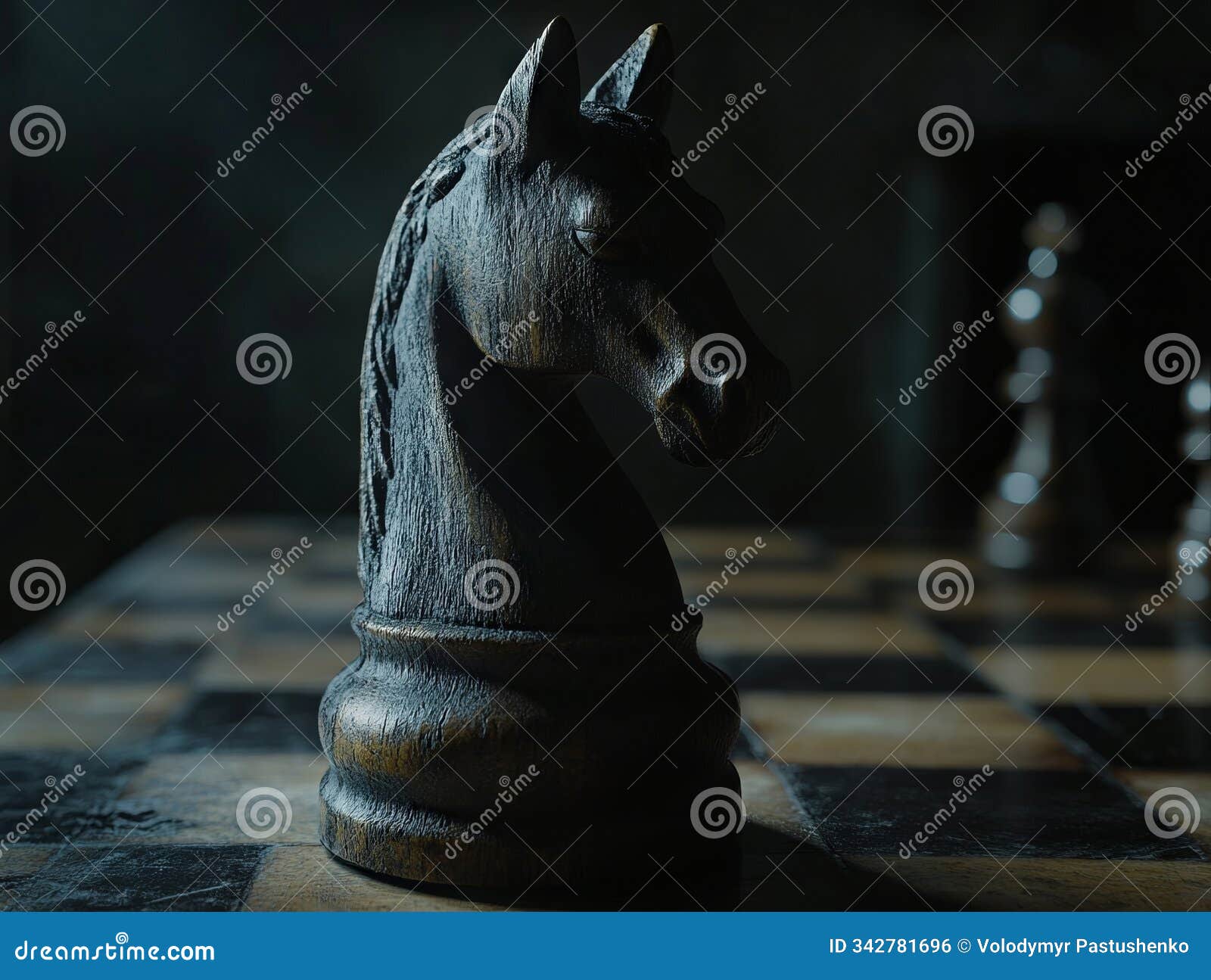 A Chess Piece with a Horse Head on a Chess Board Stock Photo - Image of ...
