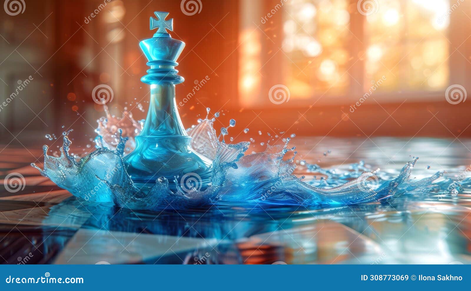 Chess Piece King and Splashes of Water Stock Illustration ...