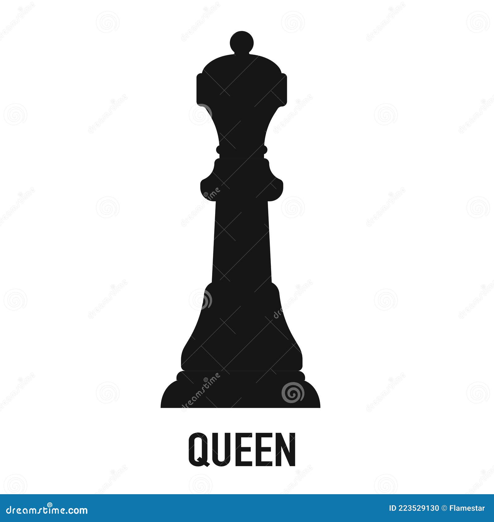 Chess Piece Queen on White and Black. Vector Illustration. Stock Vector ...