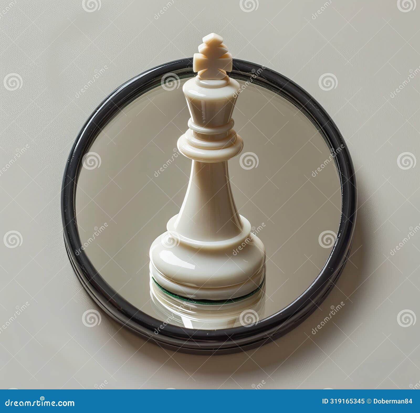 Chess Piece Reflected in a Round Mirror Symbolizing Strategy and Self ...