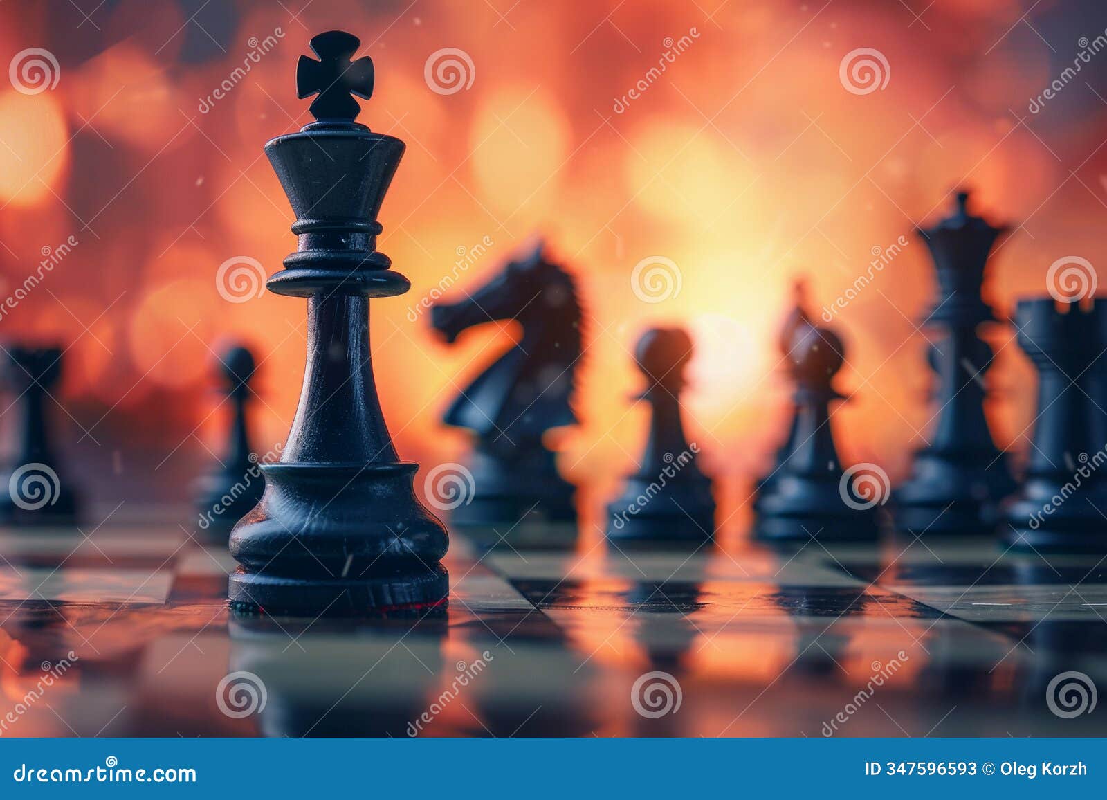 Chess Piece Standing on Checkered Game Board during Game of Chess Stock ...