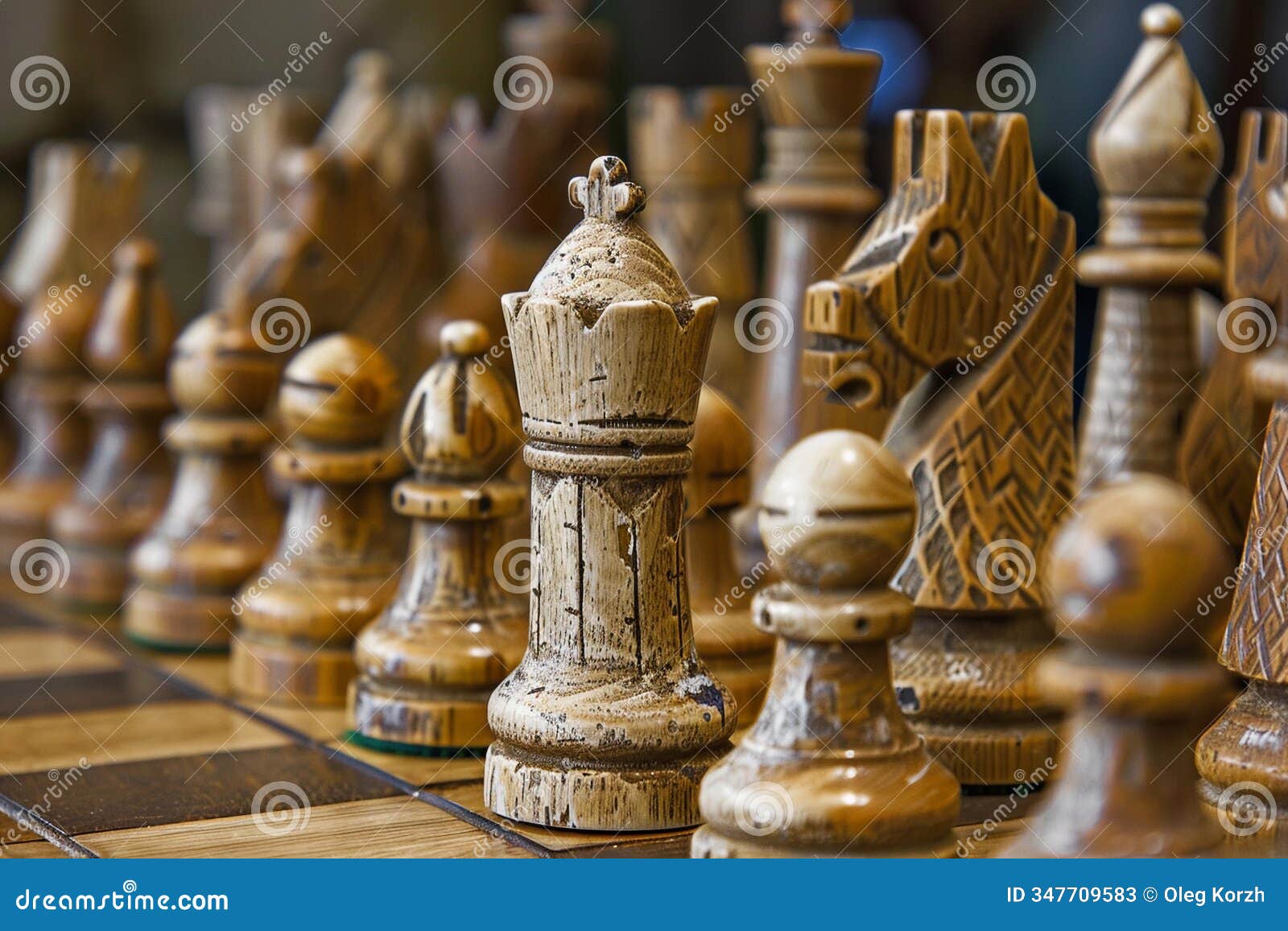 Chess Piece Standing on Checkered Game Board during Game of Chess Stock ...