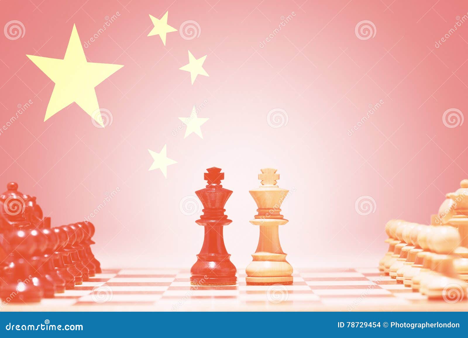 Chess Pieces Against Chinese Flag Stock Photo - Image of long, defense ...