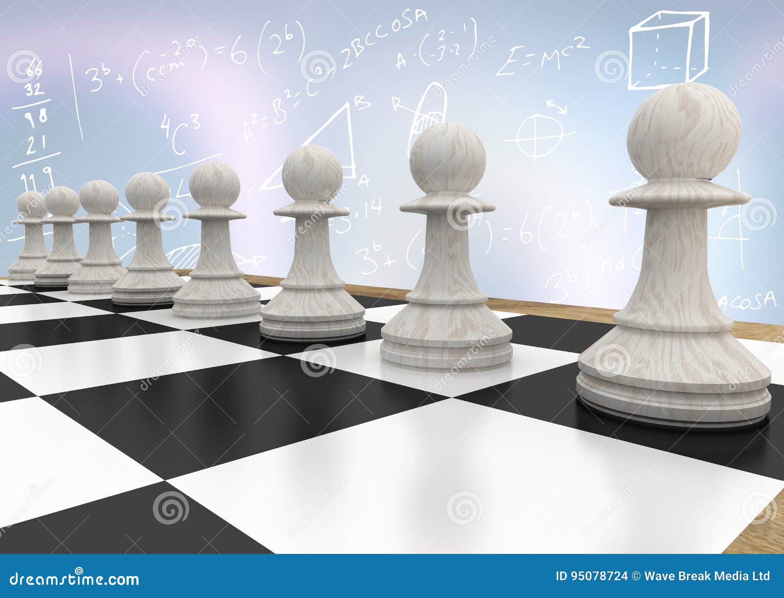 Chess Pieces Against Lilac Abstract Background with White Math Doodles ...