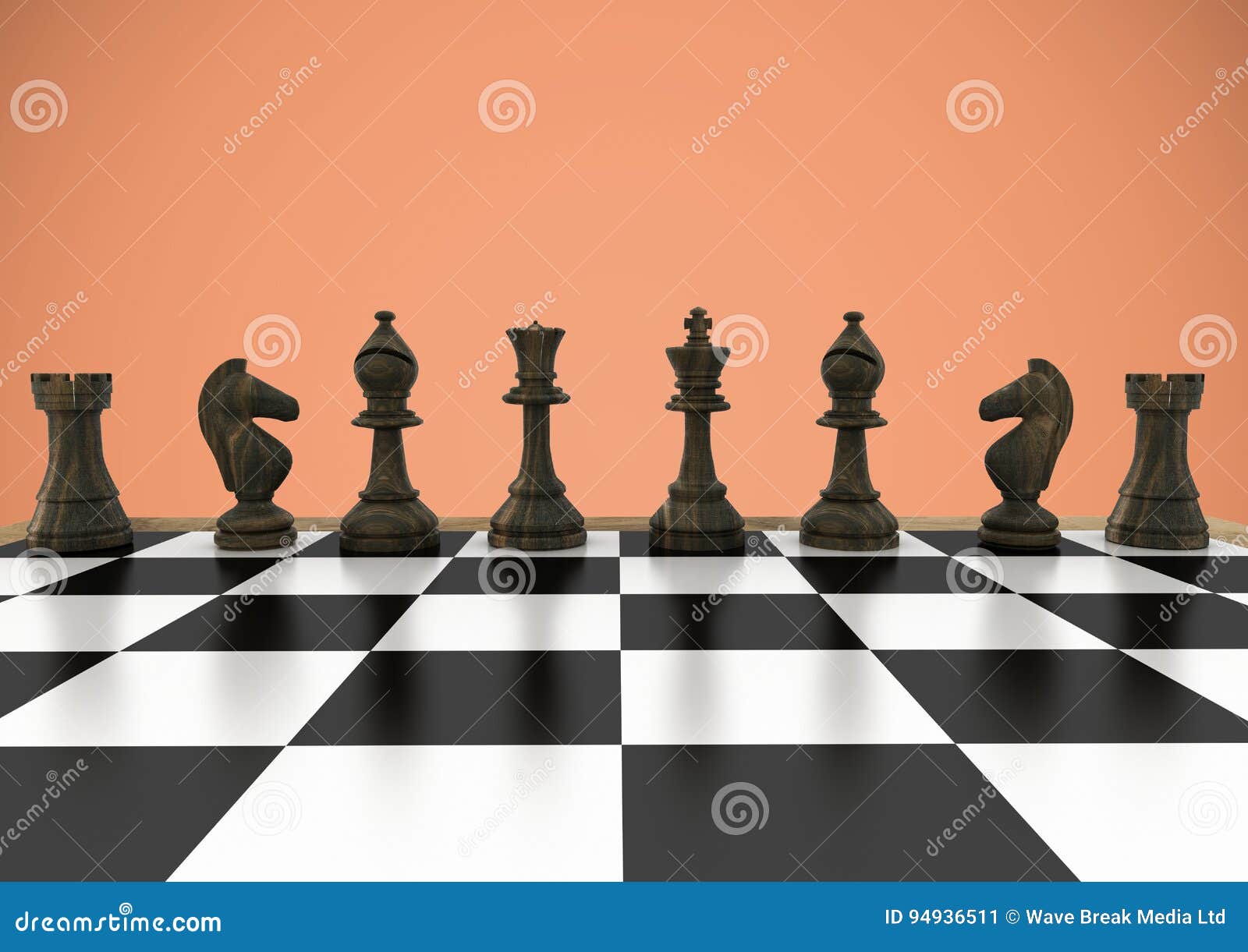 Chess Pieces Against Orange Background Stock Illustration ...