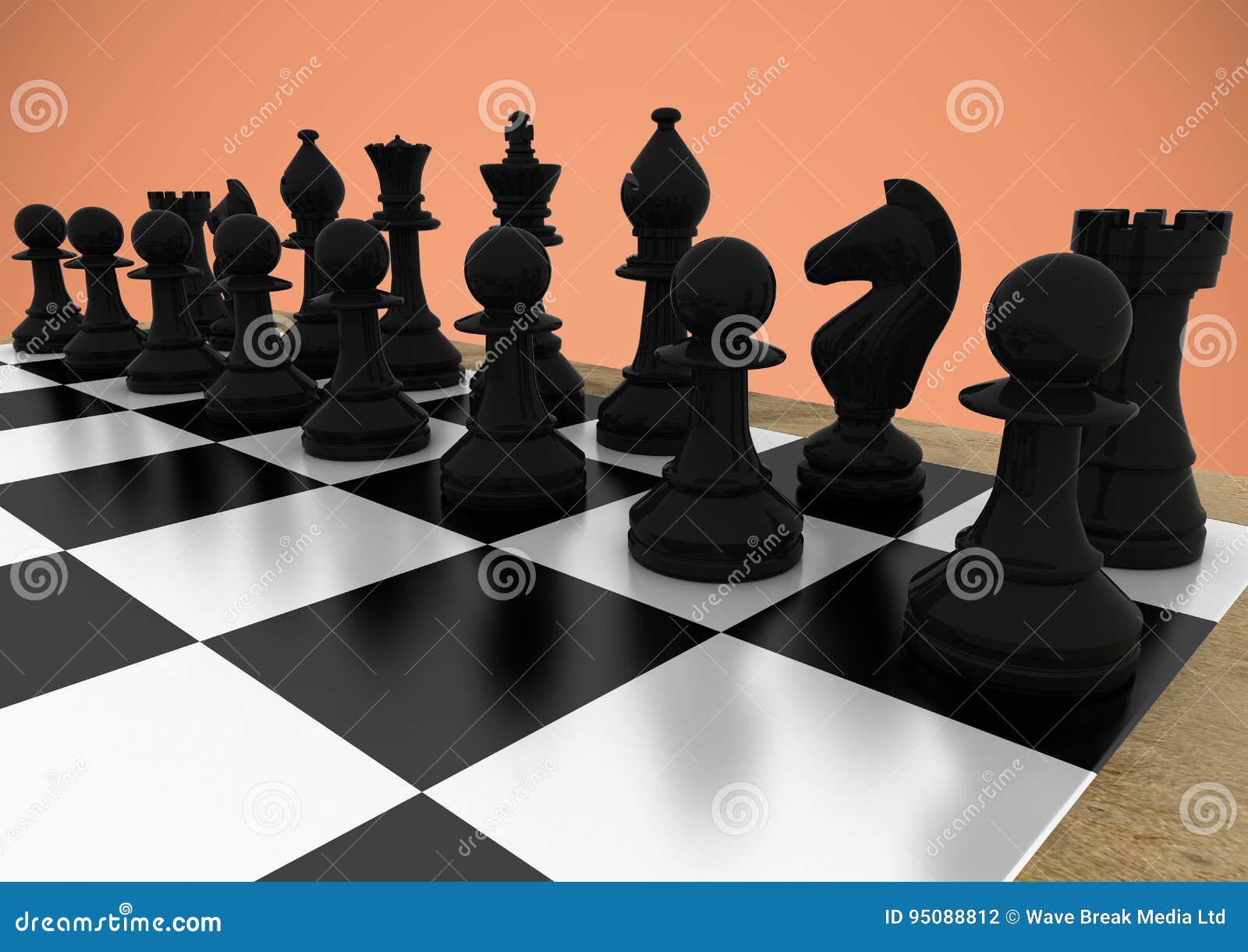 Chess Pieces Against Orange Background Stock Illustration ...