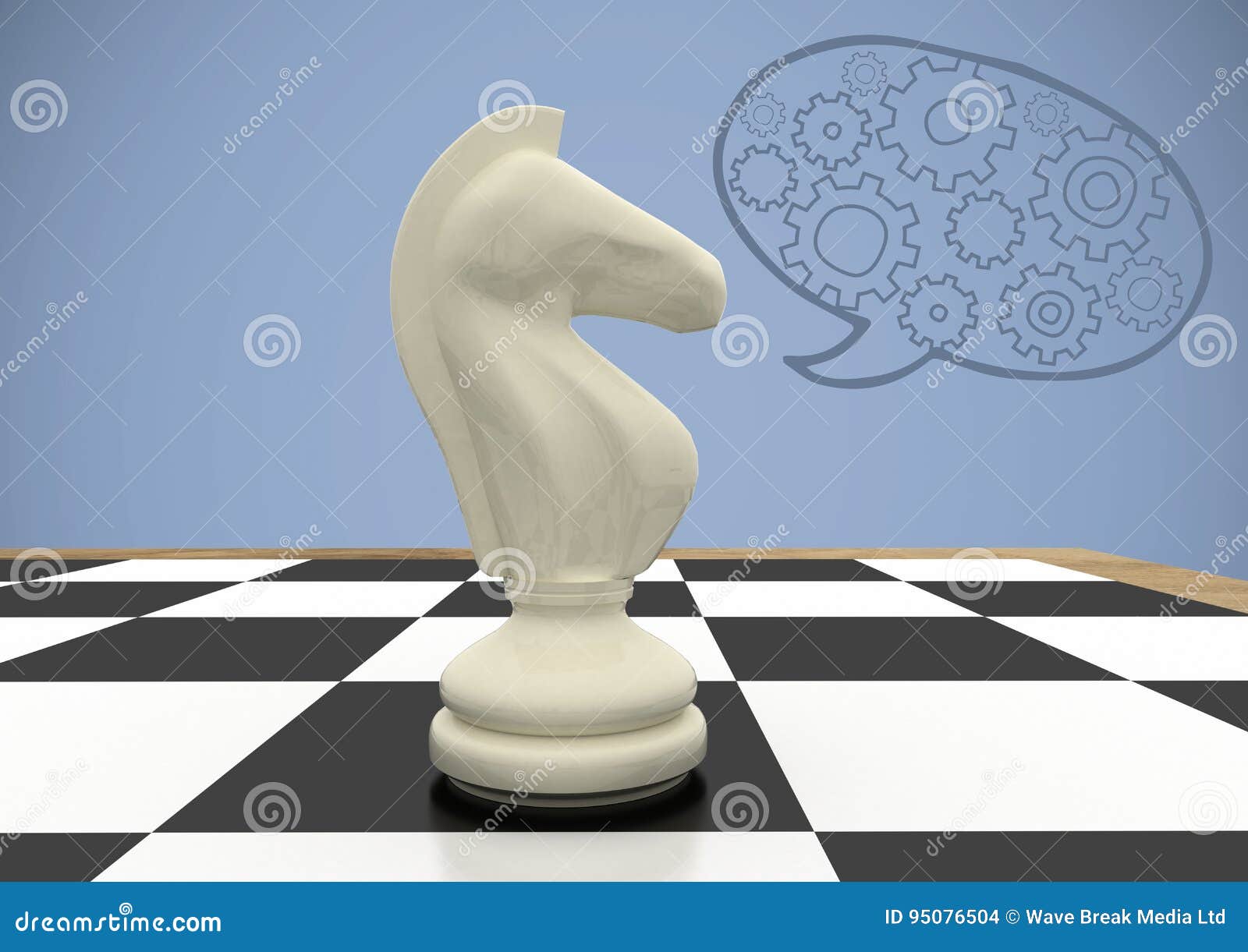 Chess Pieces Against Purple Background and Speech Bubble with Cogs ...