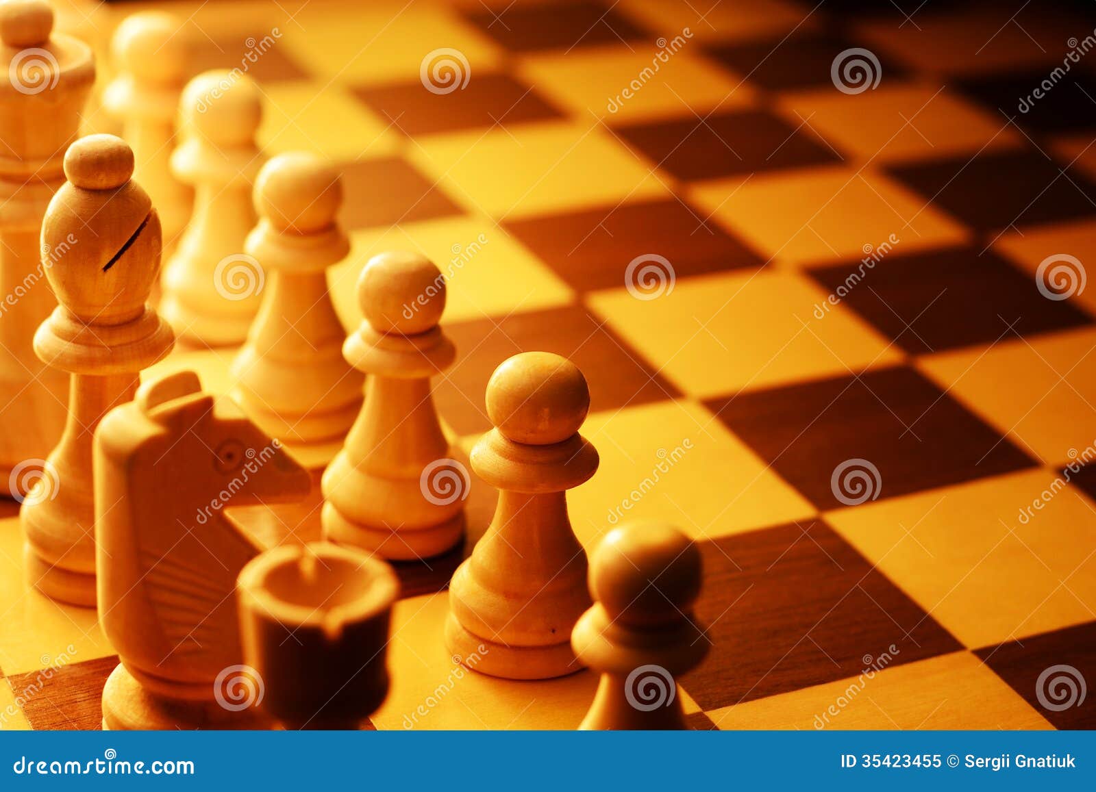 Chess Pieces Aligned for the Beginning of the Game Stock Image - Image ...
