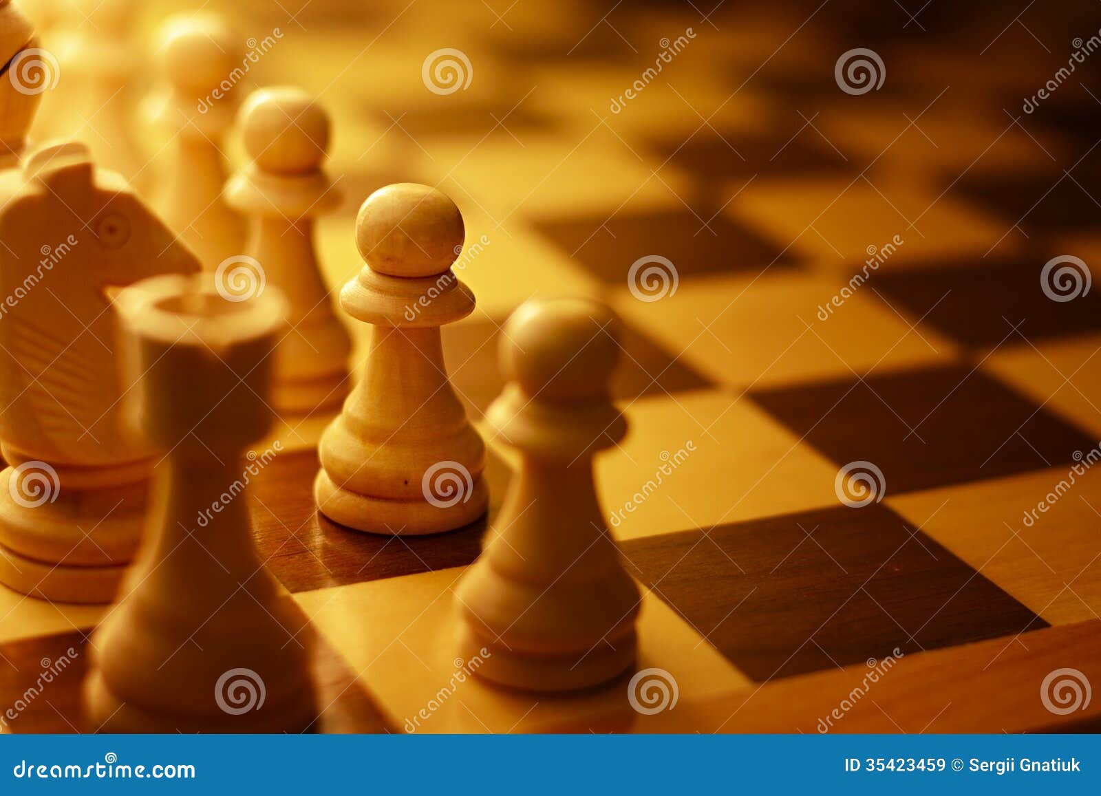 Chess Pieces Aligned for the Beginning of the Game Stock Image - Image ...
