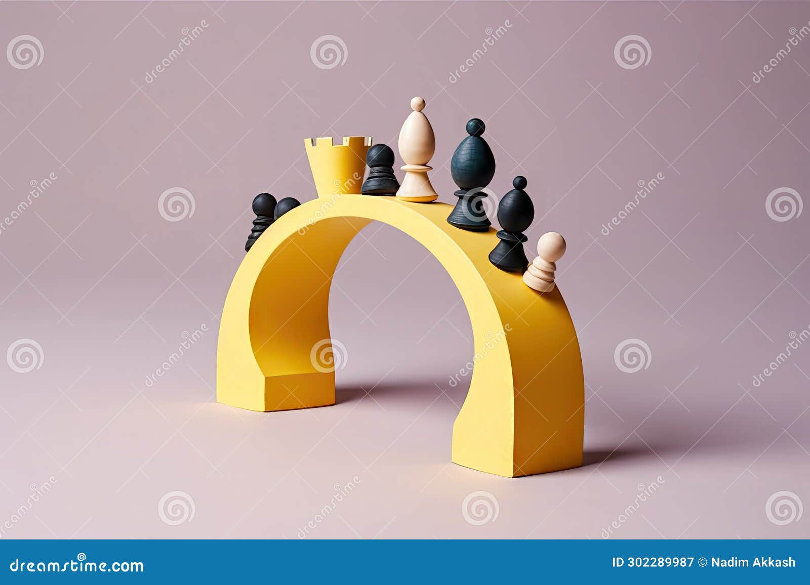 Chess Pieces Balancing Yellow Paper Arc Stock Image - Image of figure ...