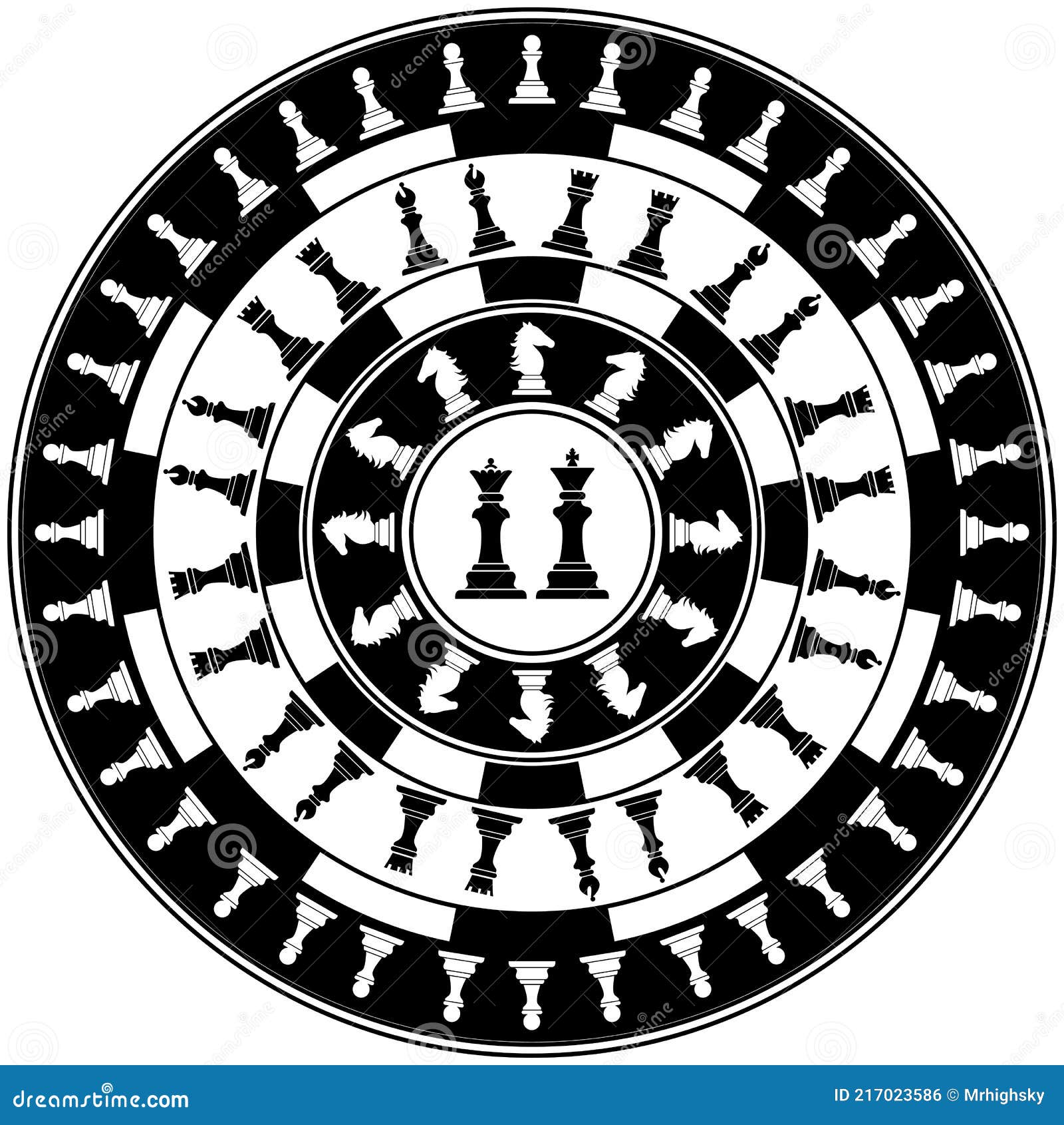 Chess Pieces Black and White Mandala Art Stock Vector - Illustration of ...