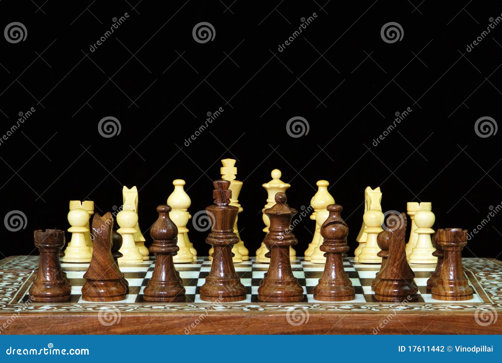 Chess Pieces and Board on Black Stock Photo - Image of chessmen, battle ...