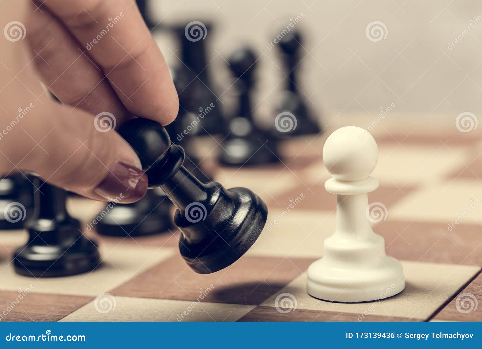 Chess Pieces on the Board in Blur Selective Focus. Creative Photo Stock ...
