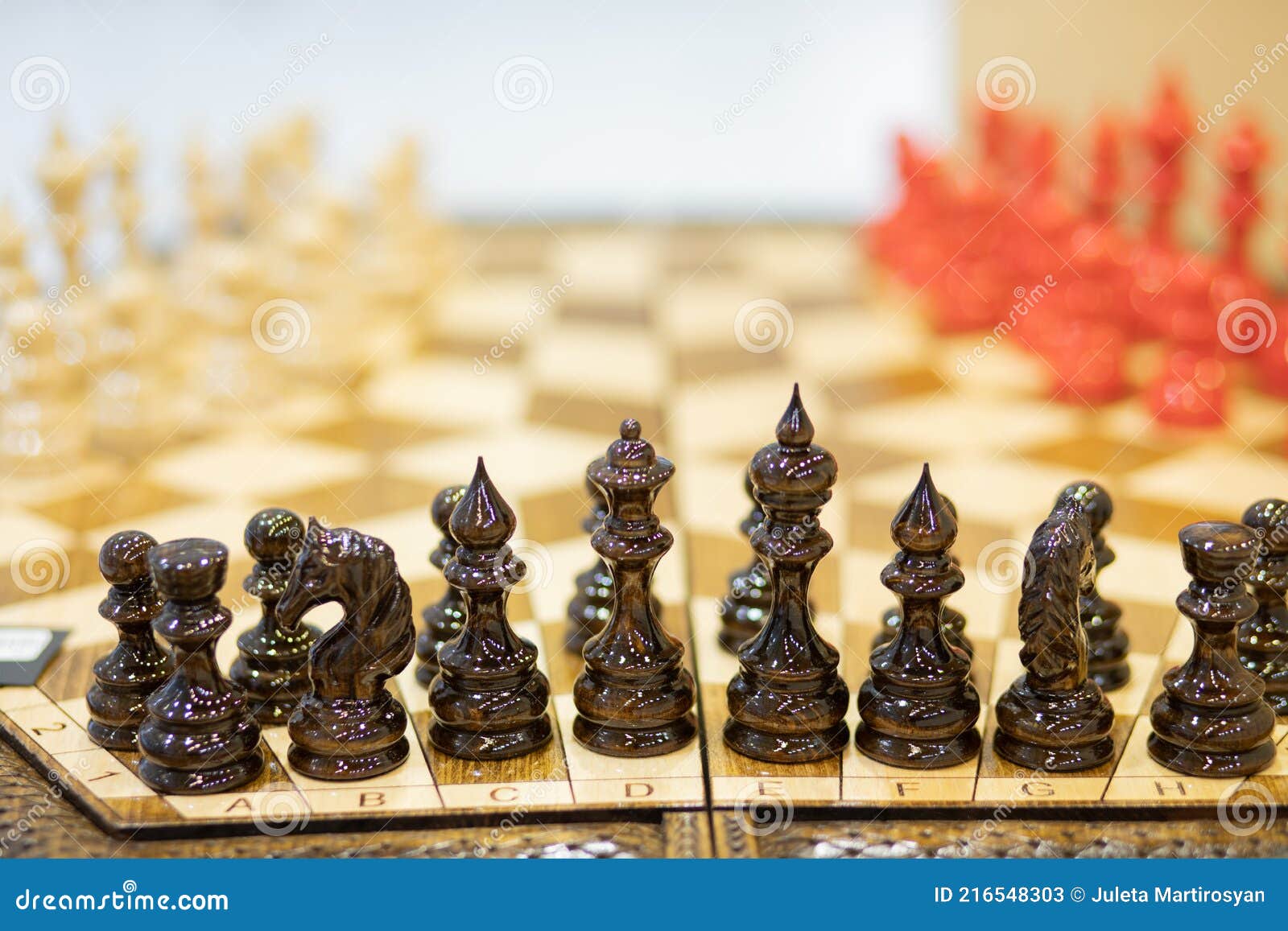 Chess pieces on the board stock image. Image of decision - 216548303