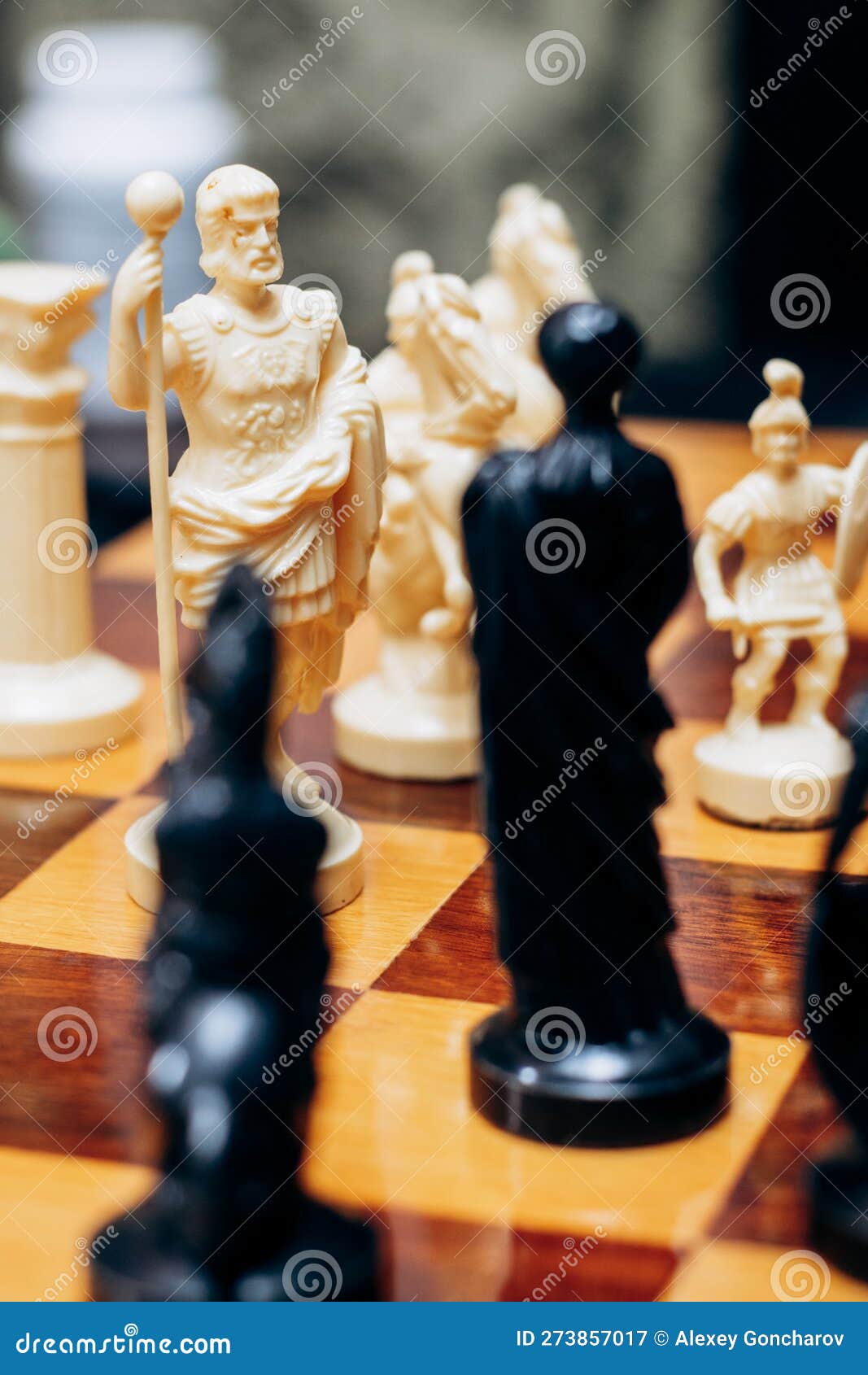 Chess Pieces are on the Board. the Queen and King in Chess are in a ...