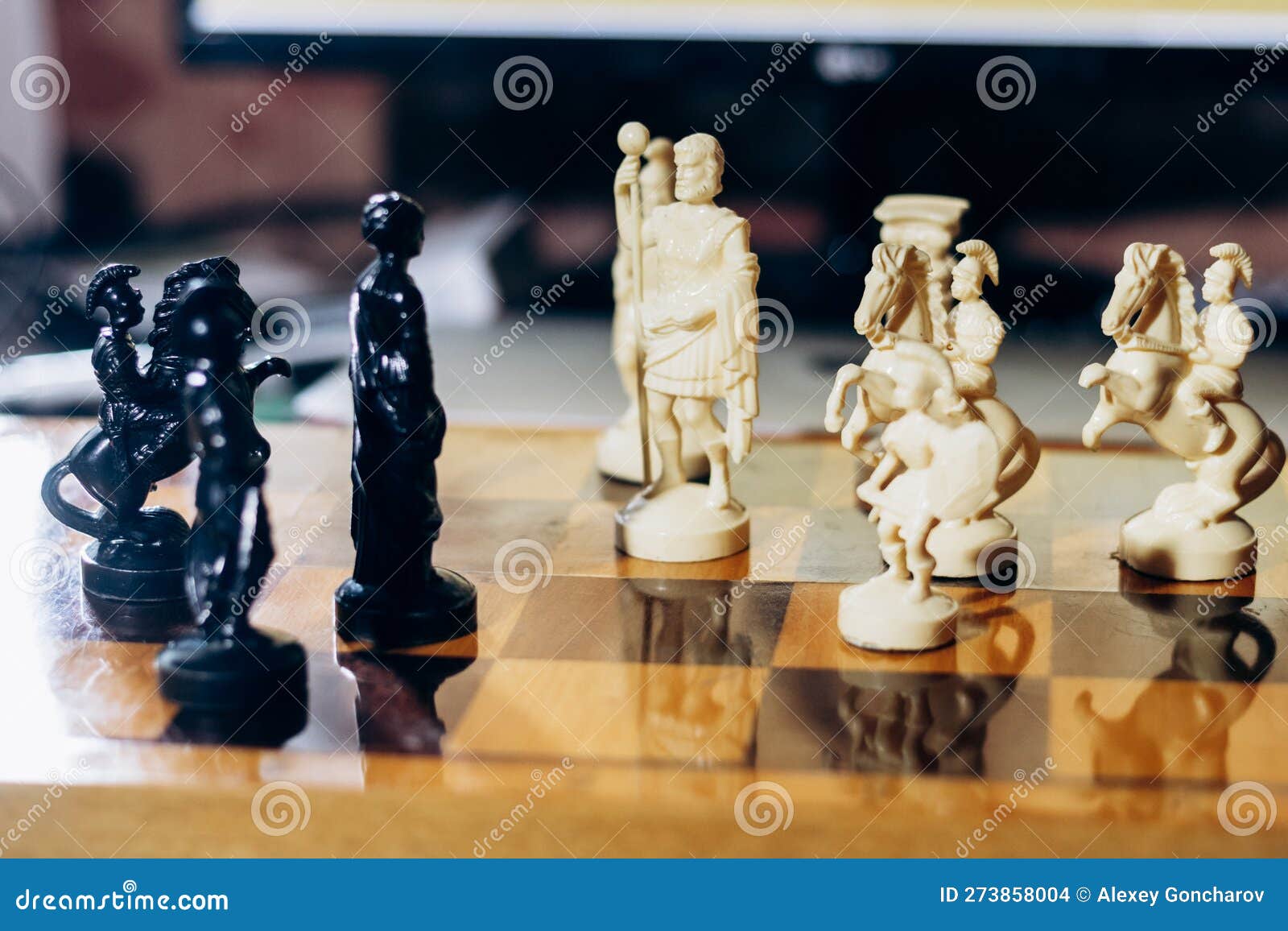 Chess Pieces are on the Board. the Queen and King in Chess are in a ...