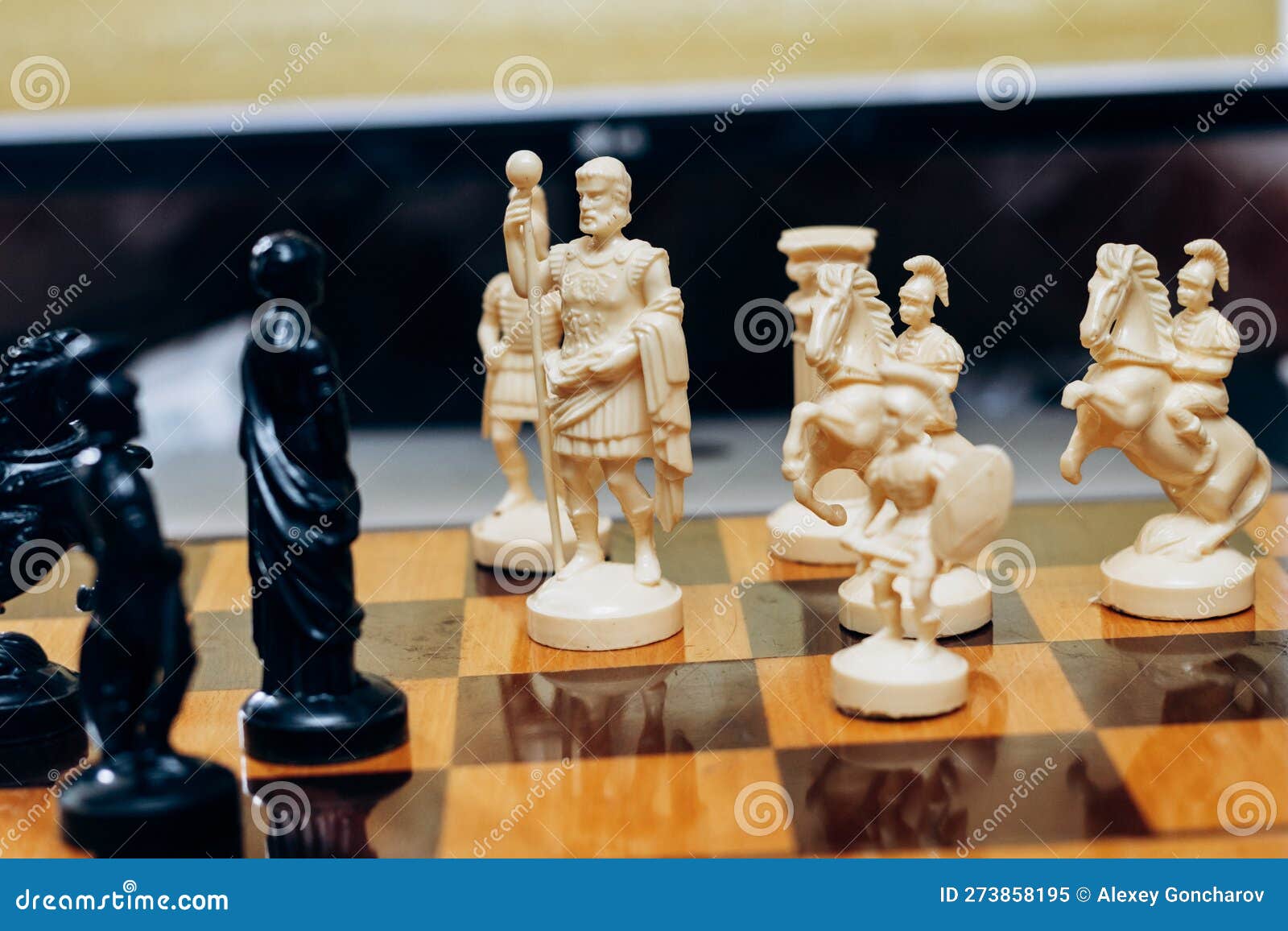 Chess Pieces are on the Board. the Queen and King in Chess are in a ...