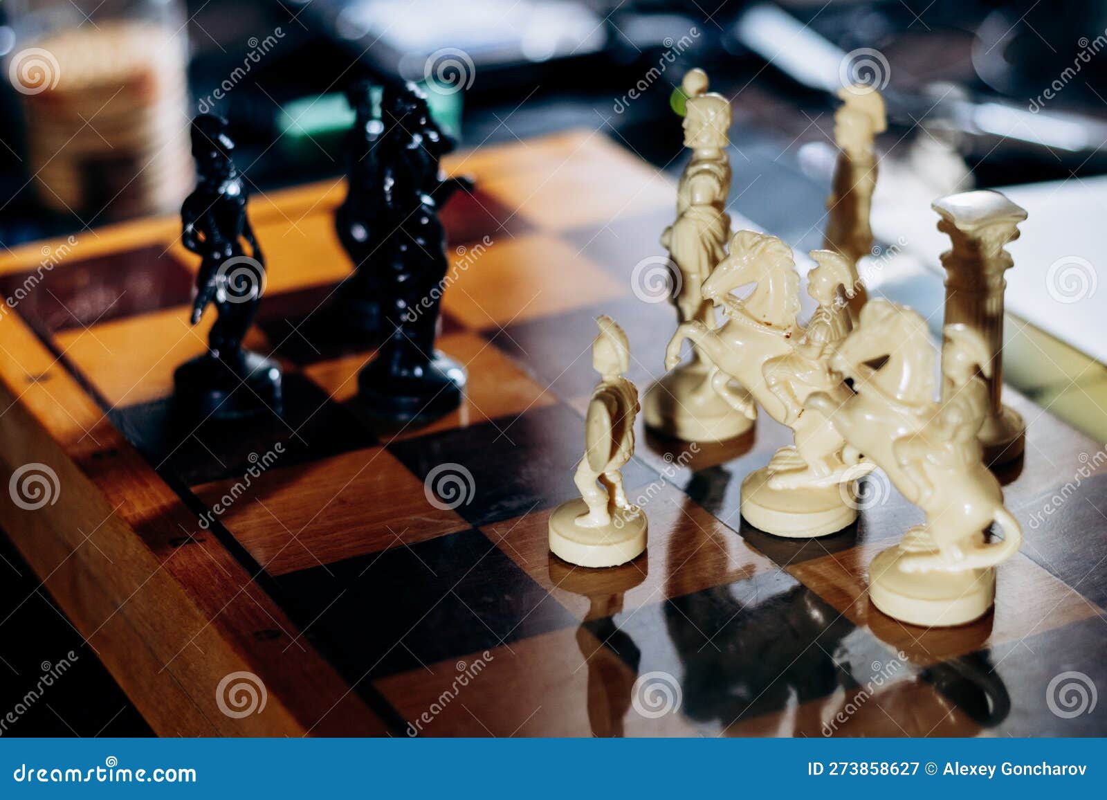 Chess Pieces are on the Board. the Queen and King in Chess are in a ...