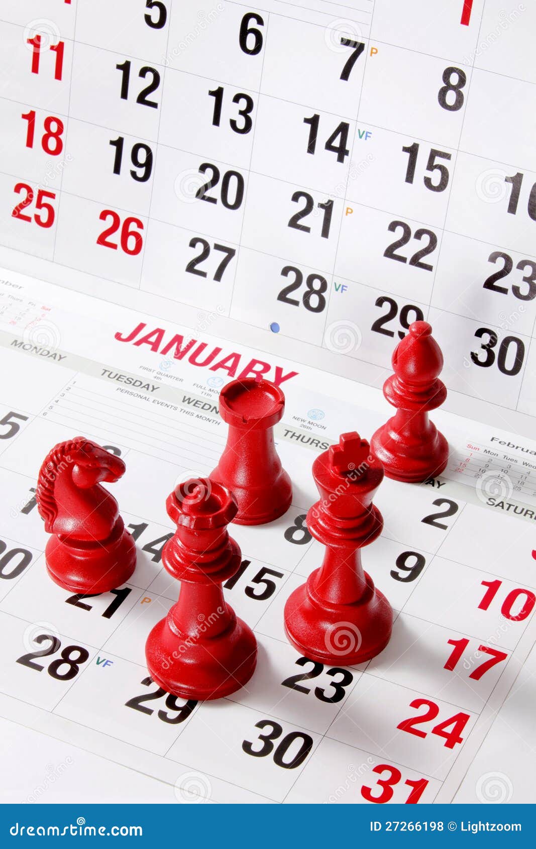 Chess Pieces on Calendar stock photo. Image of object - 27266198