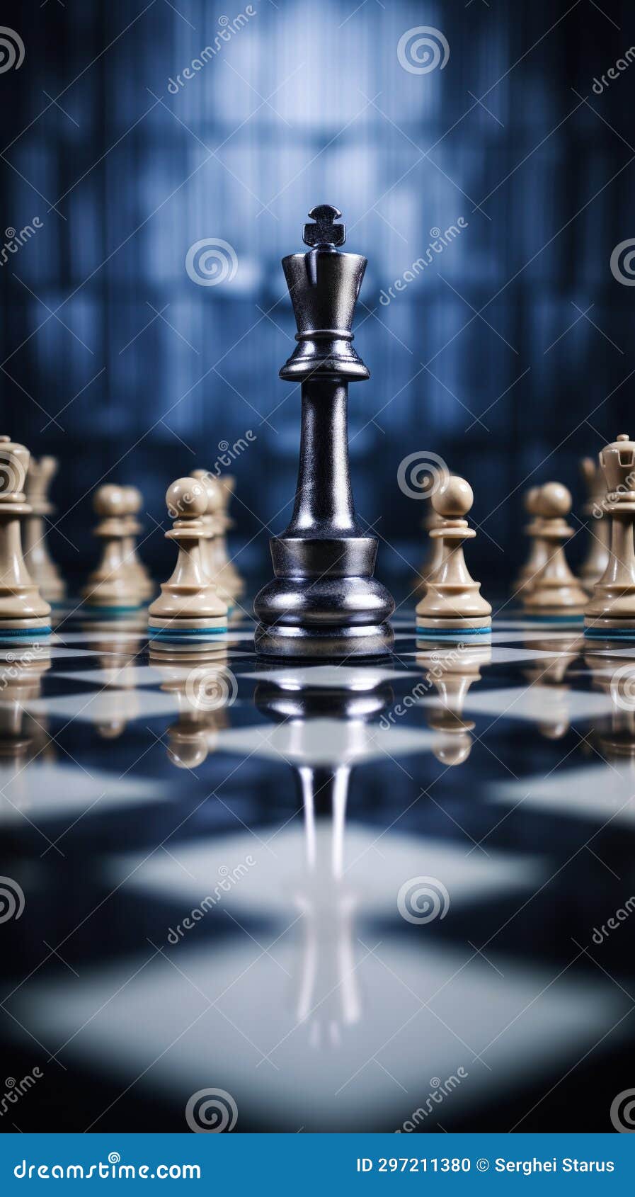 Chess Pieces on a Chess Board with the King Standing in Front, AI Stock ...