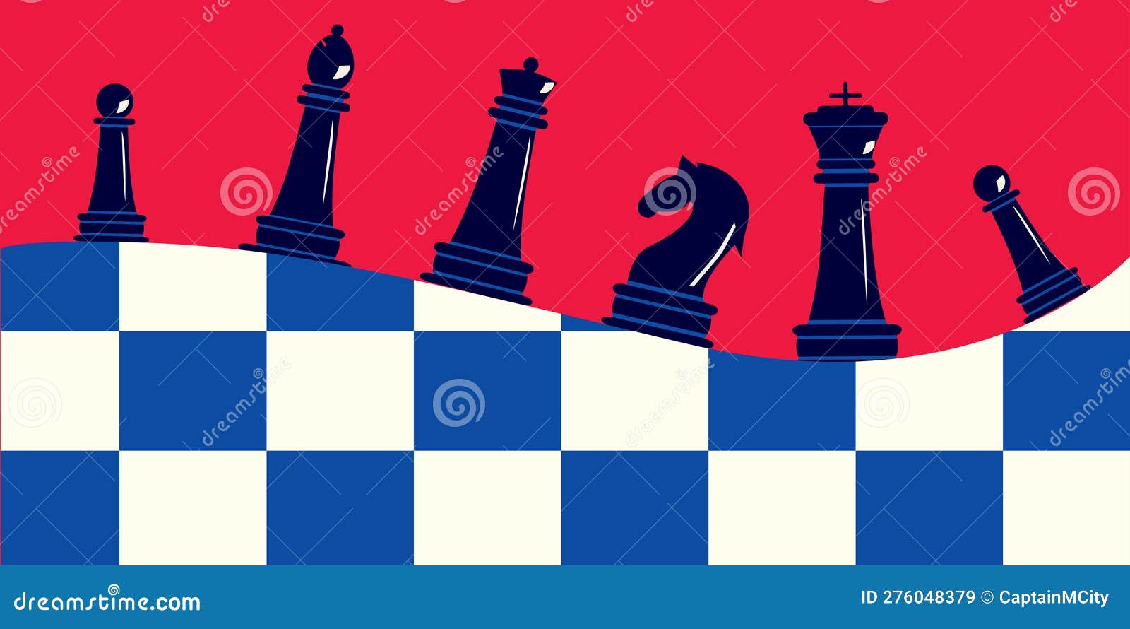 Chess Pieces on a Chessboard in a Creative Style on a Red Background ...