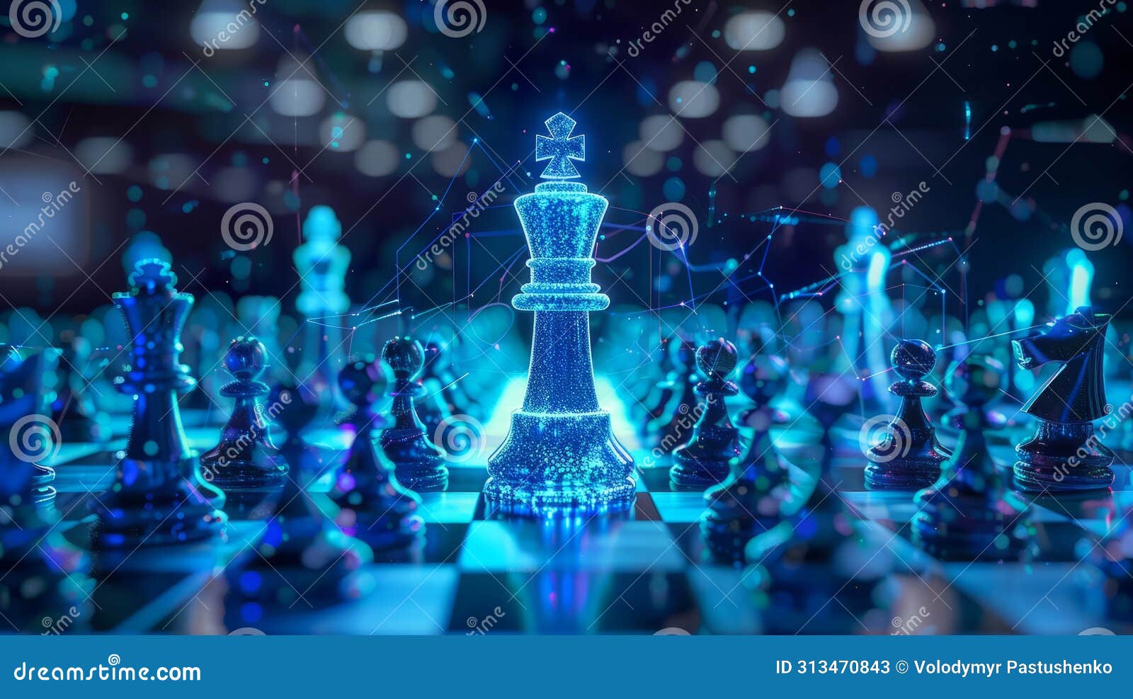 Chess Pieces on Chessboard and Digital Background Concept Stock Image ...