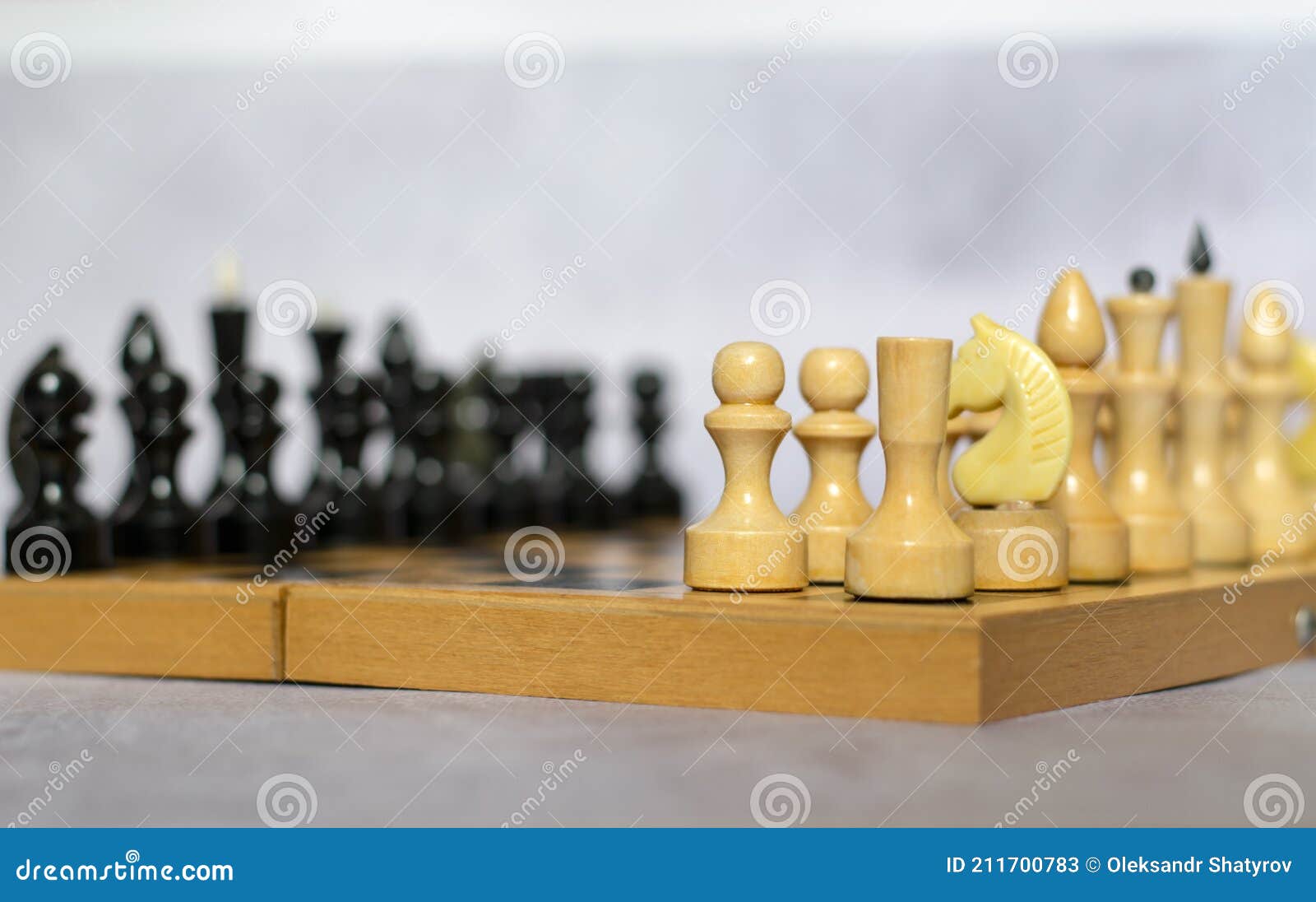 Chess Pieces on a Chessboard Side View Stock Image - Image of ...