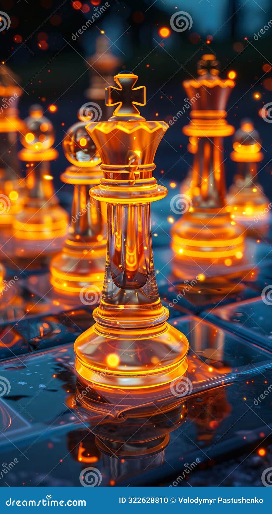Chess Pieces on a Chest Board with Fire Stock Photo - Image of ...