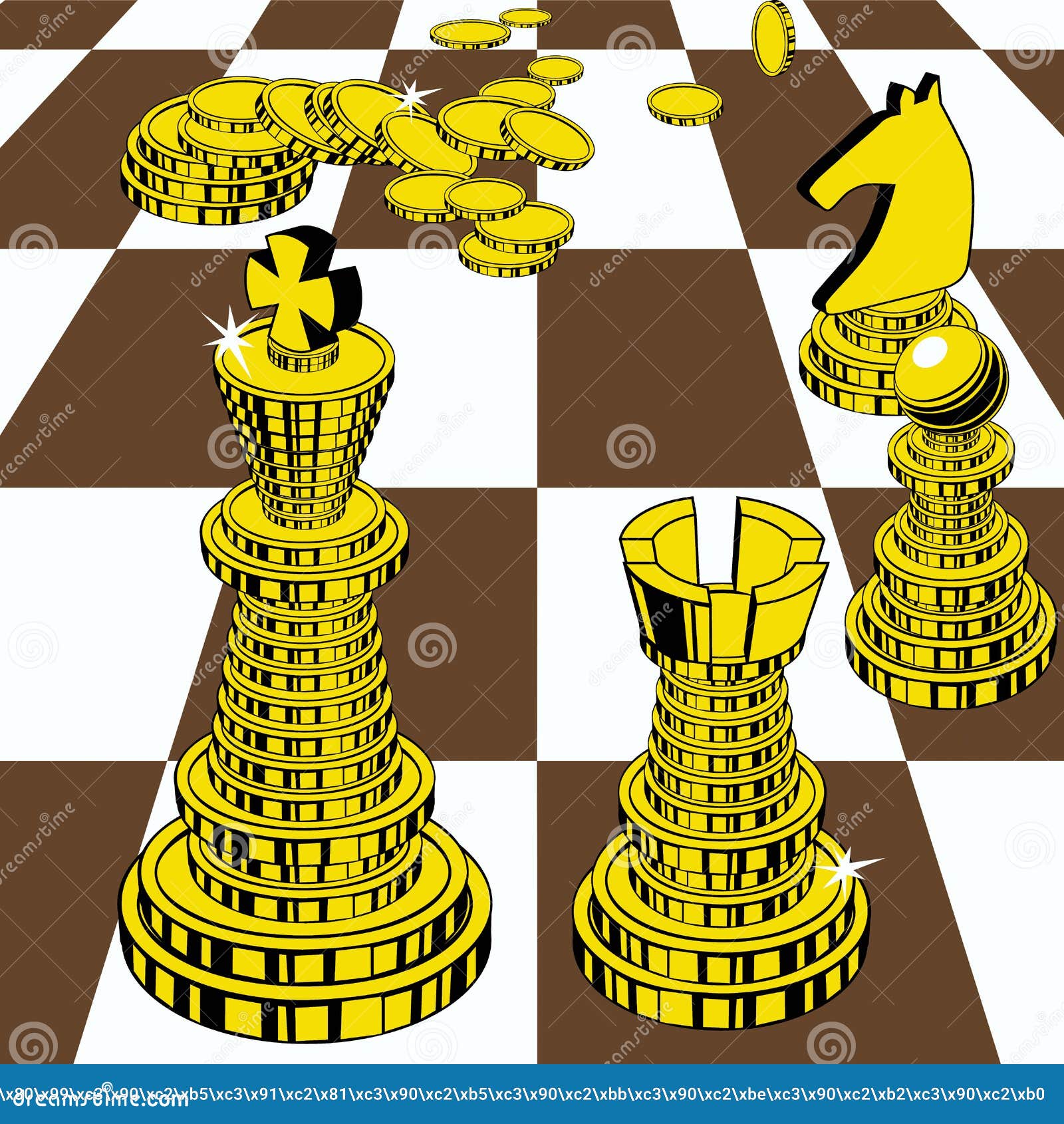 Chess Pieces are Composed of Gold Coins Stock Vector - Illustration of ...