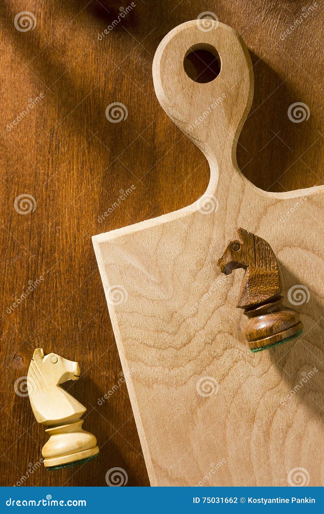 Chess Pieces and a Cutting Board Stock Photo - Image of utensils, board ...