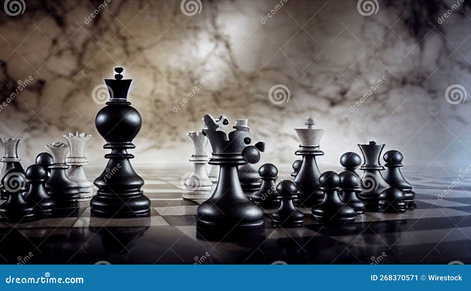 Chess Pieces on Dark Background Stock Illustration - Illustration of ...