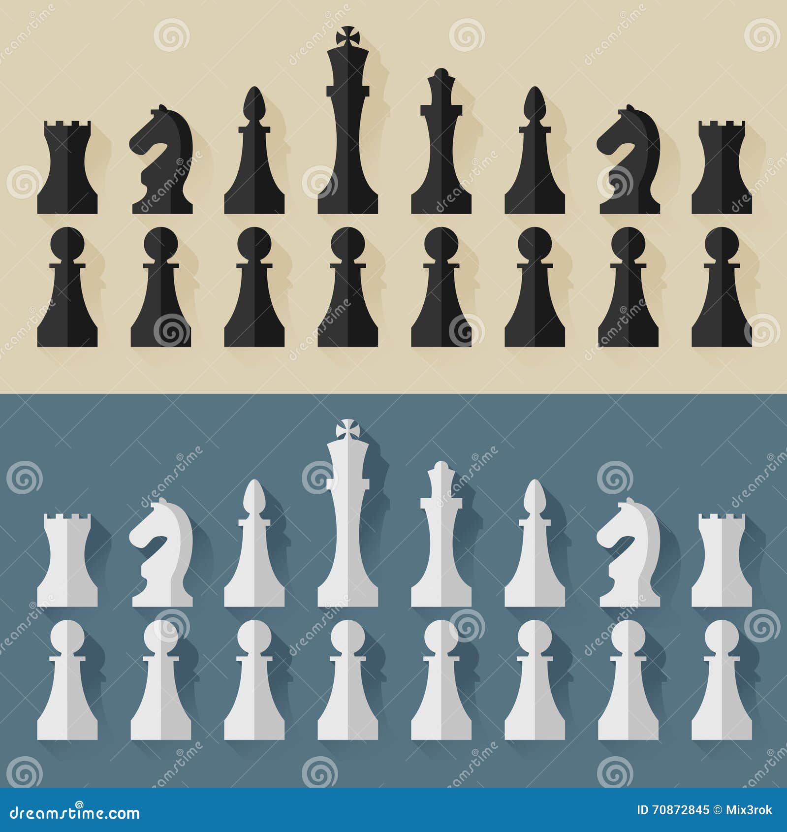 Chess Pieces Flat Design Style. Vector. Stock Vector - Illustration of ...