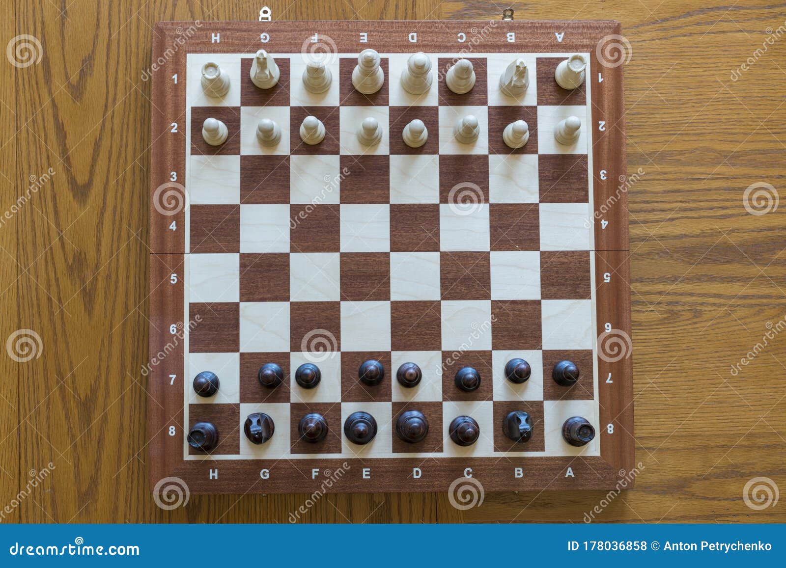 Chess Pieces in Front of a Chessboard. View from Above Stock Photo ...