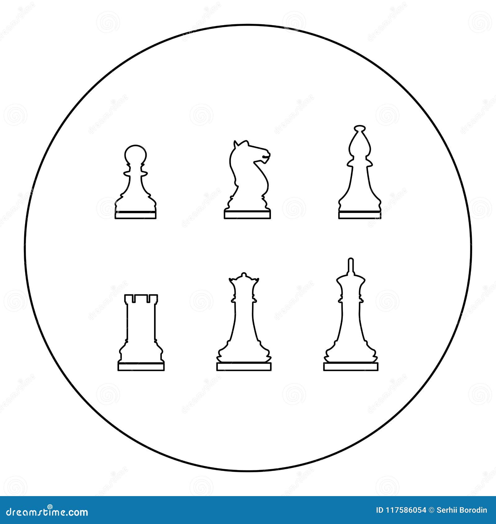 Chess Pieces Icon Black Color in Circle Stock Vector - Illustration of ...