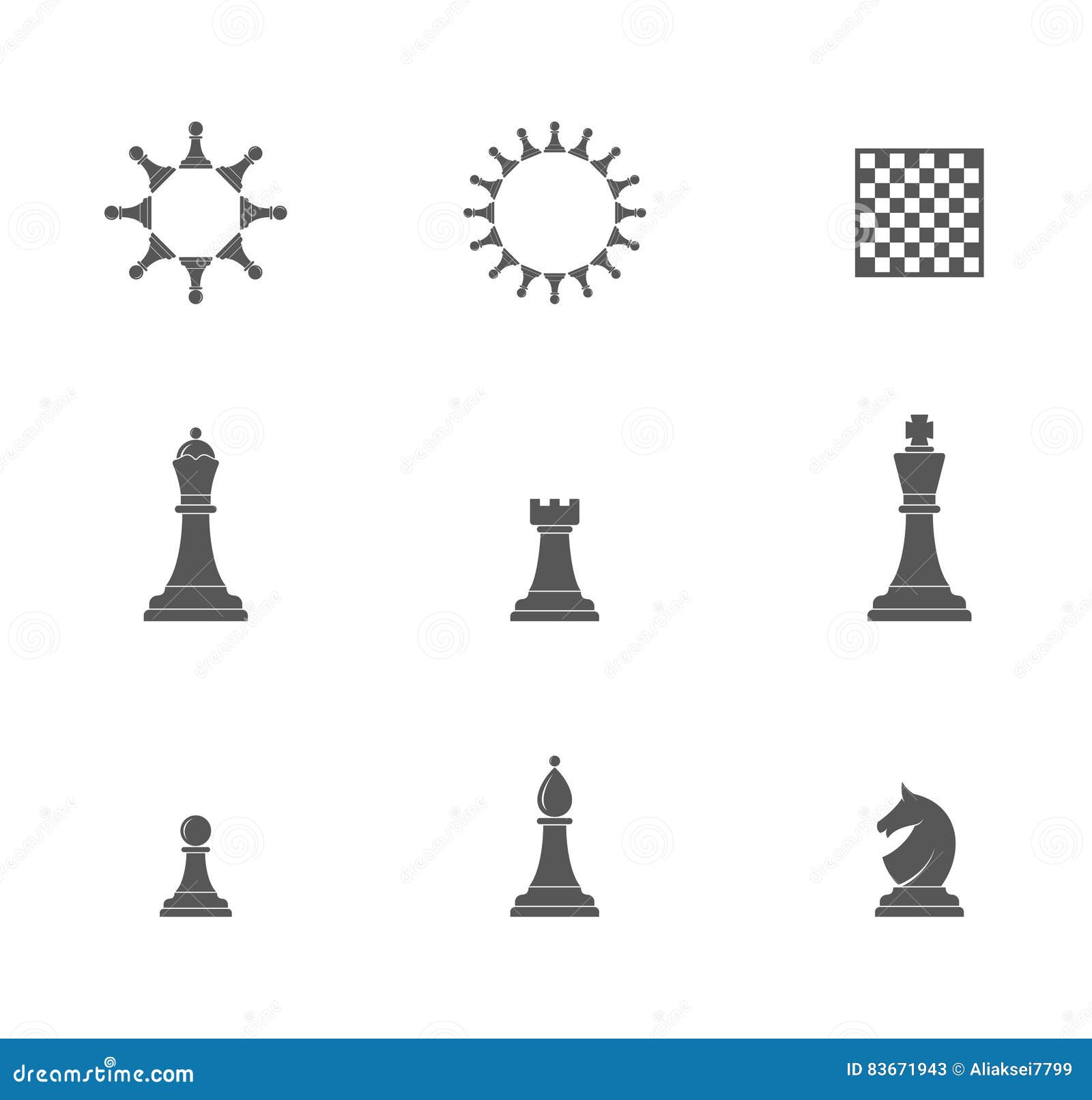 Chess pieces. Icon set stock vector. Illustration of bastion - 83671943