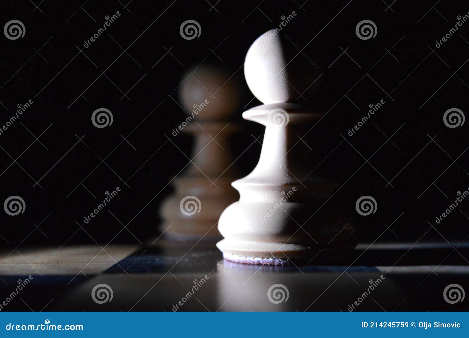 Chess Pieces Illuminated in the Dark Stock Image - Image of illuminated ...