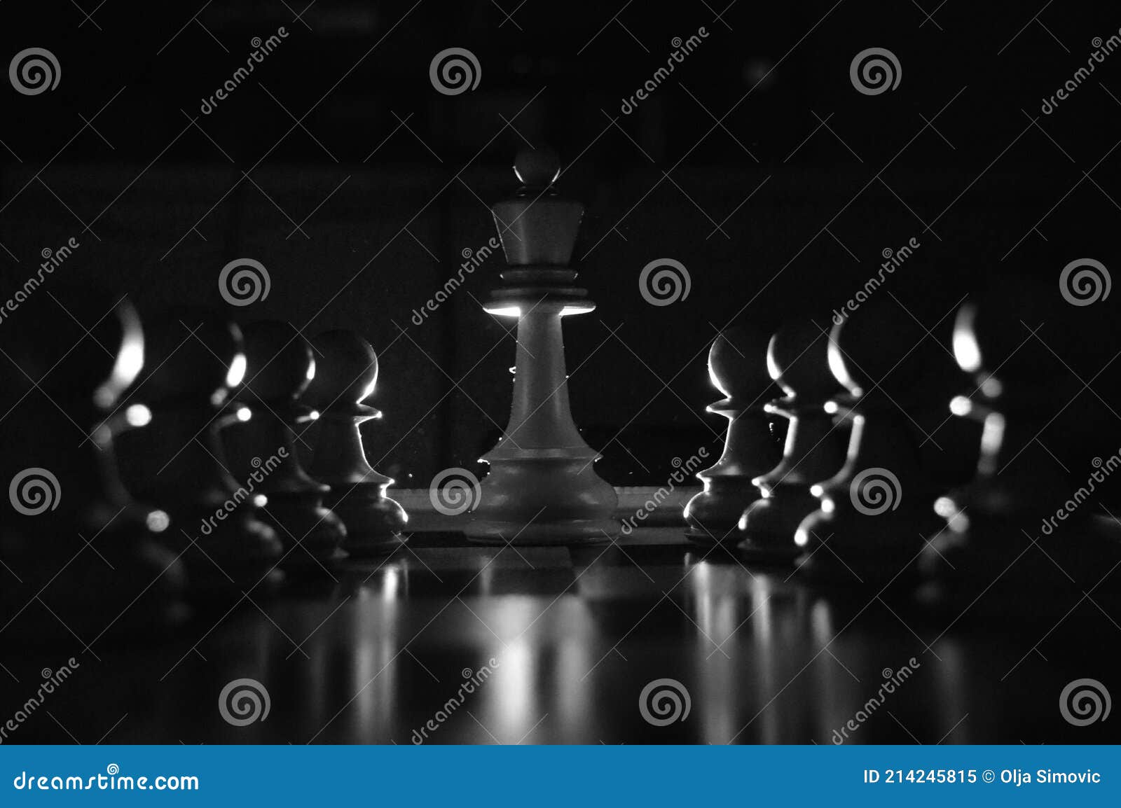 Chess Pieces Illuminated in the Dark Stock Image - Image of illuminated ...