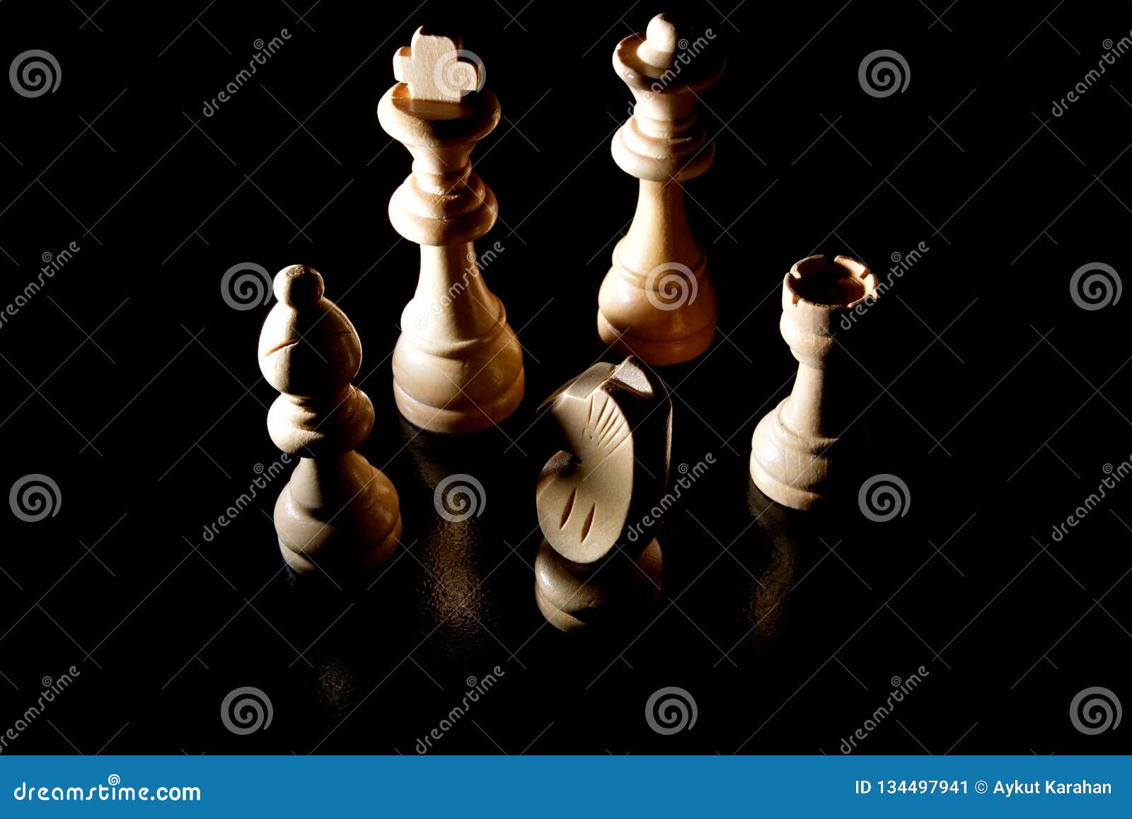 Chess Pieces Isolated on Black Background Stock Image - Image of battle ...