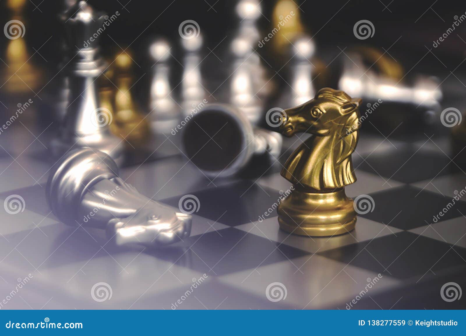 Chess Pieces Knights Facing Each Other for a Standoff. Chess Knights ...