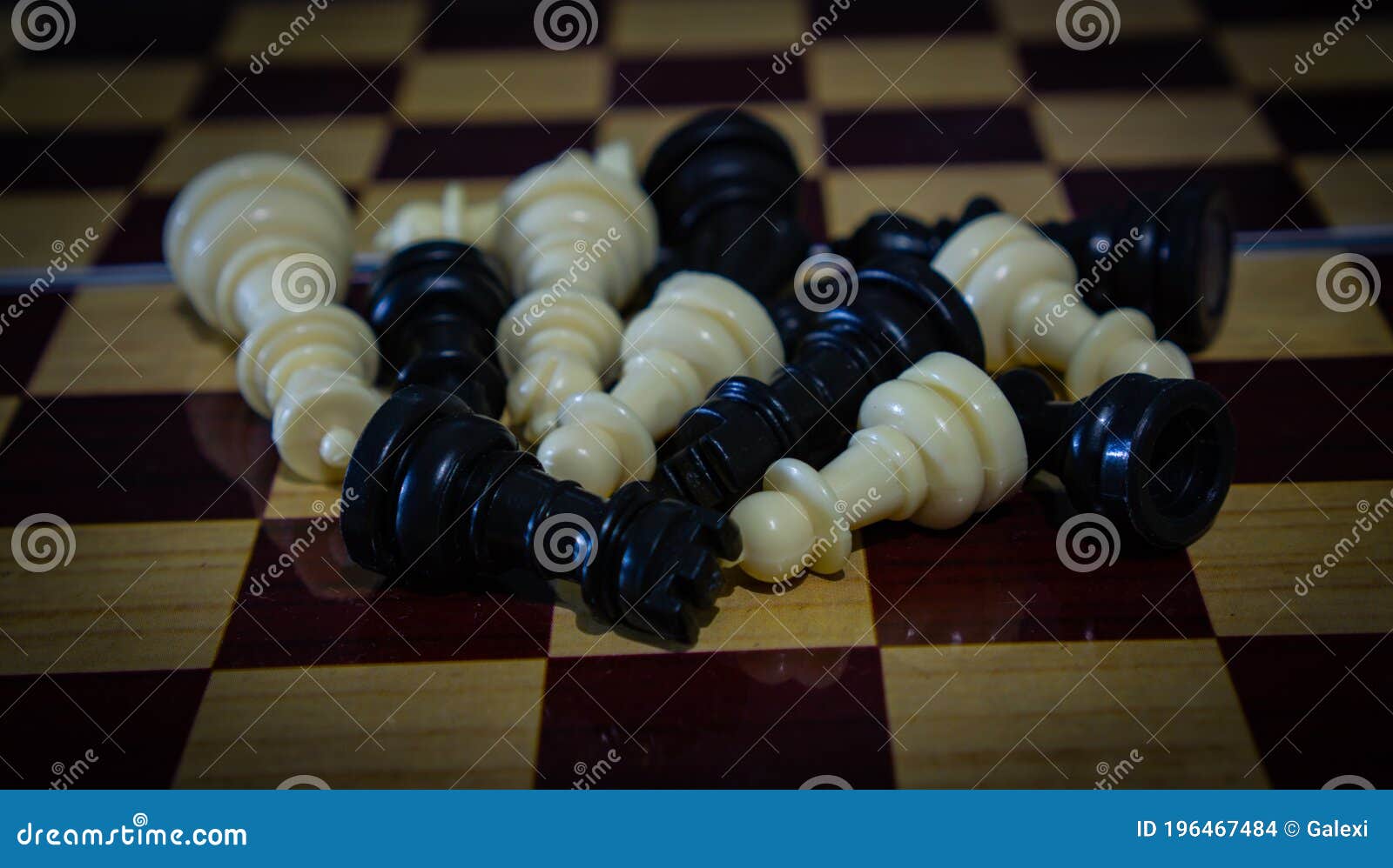 Chess Pieces in Random Laying Down Position Stock Photo - Image of give ...