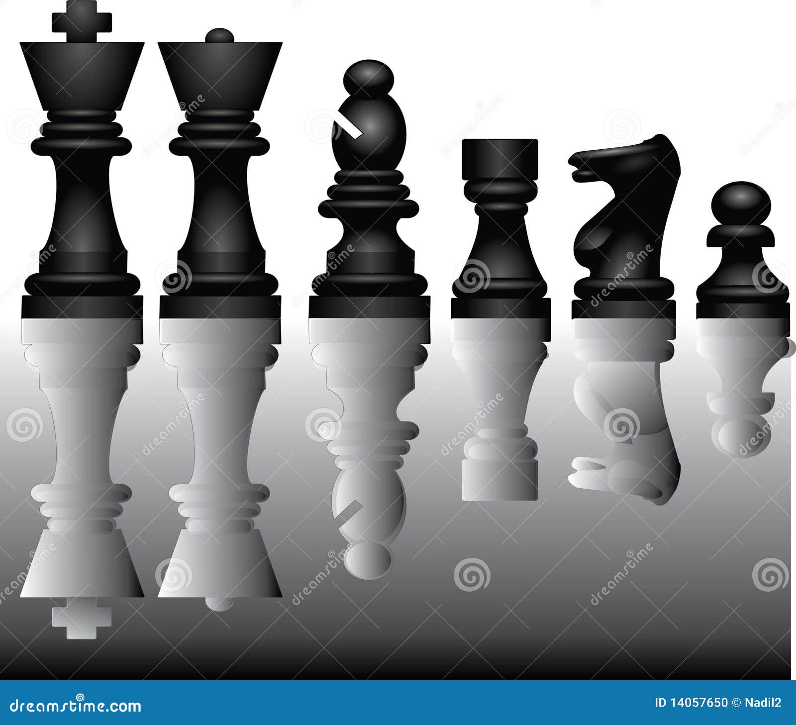 Chess Pieces and Reflection Stock Vector - Illustration of chess ...