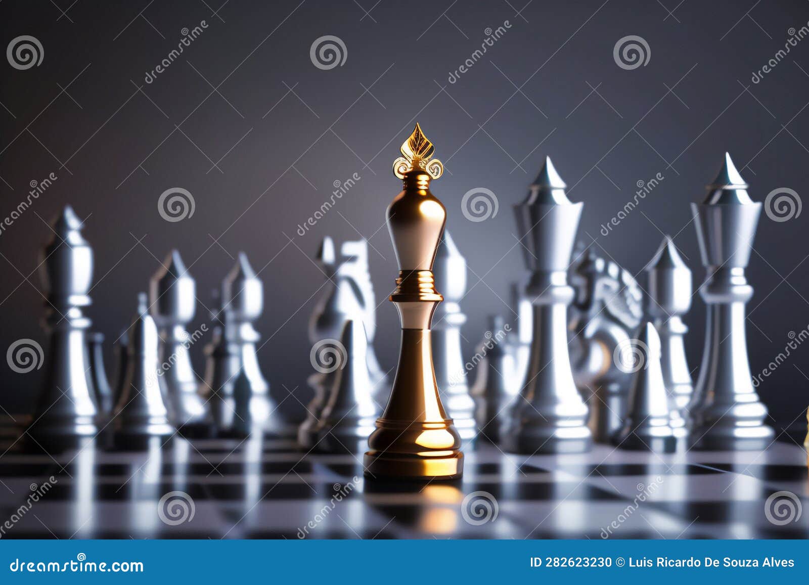 Chess Pieces on the Reflective Board in a Dark and Neutral Environment ...
