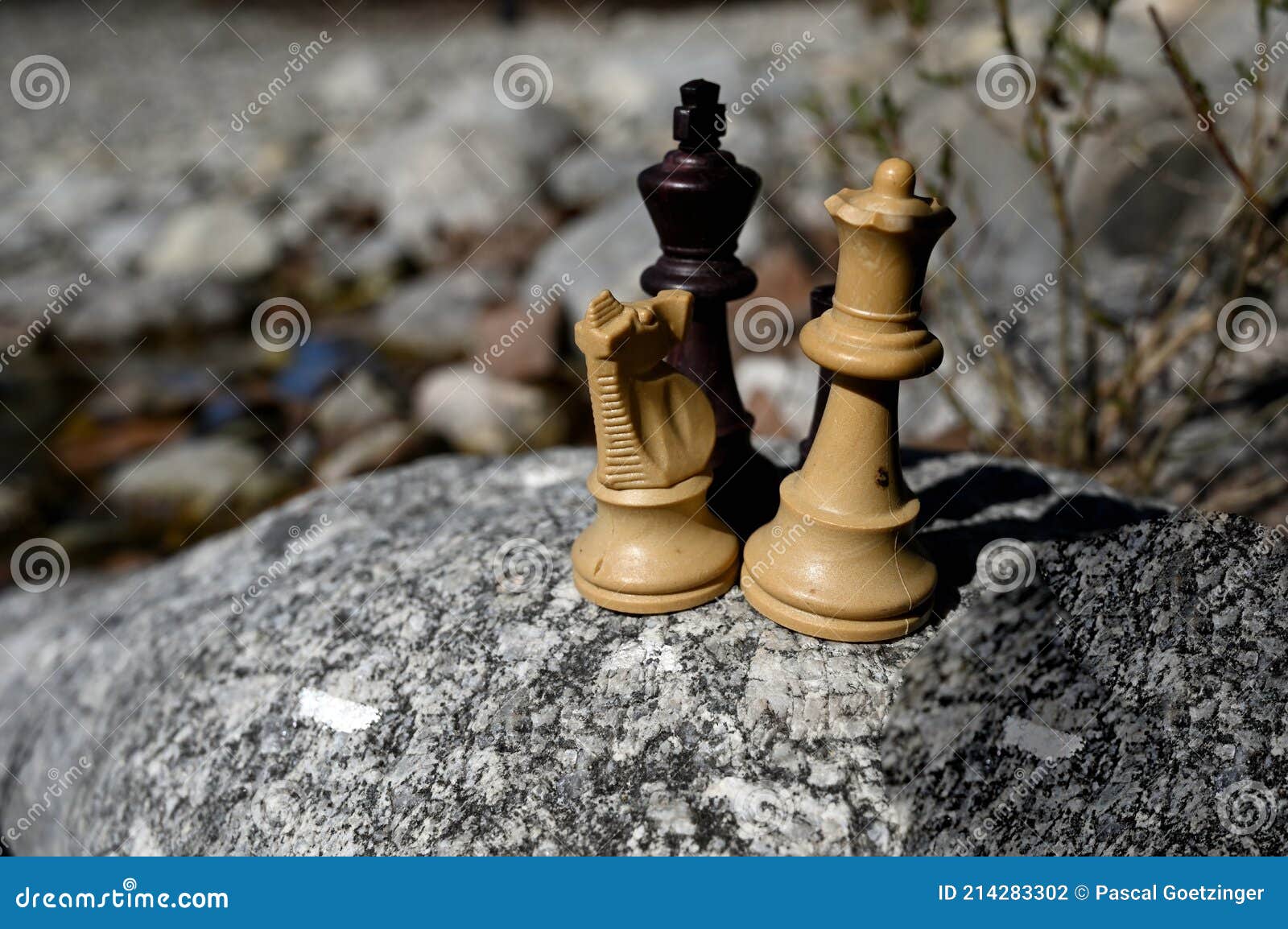 Chess Pieces on a Rock by the River Stock Photo - Image of thinking ...